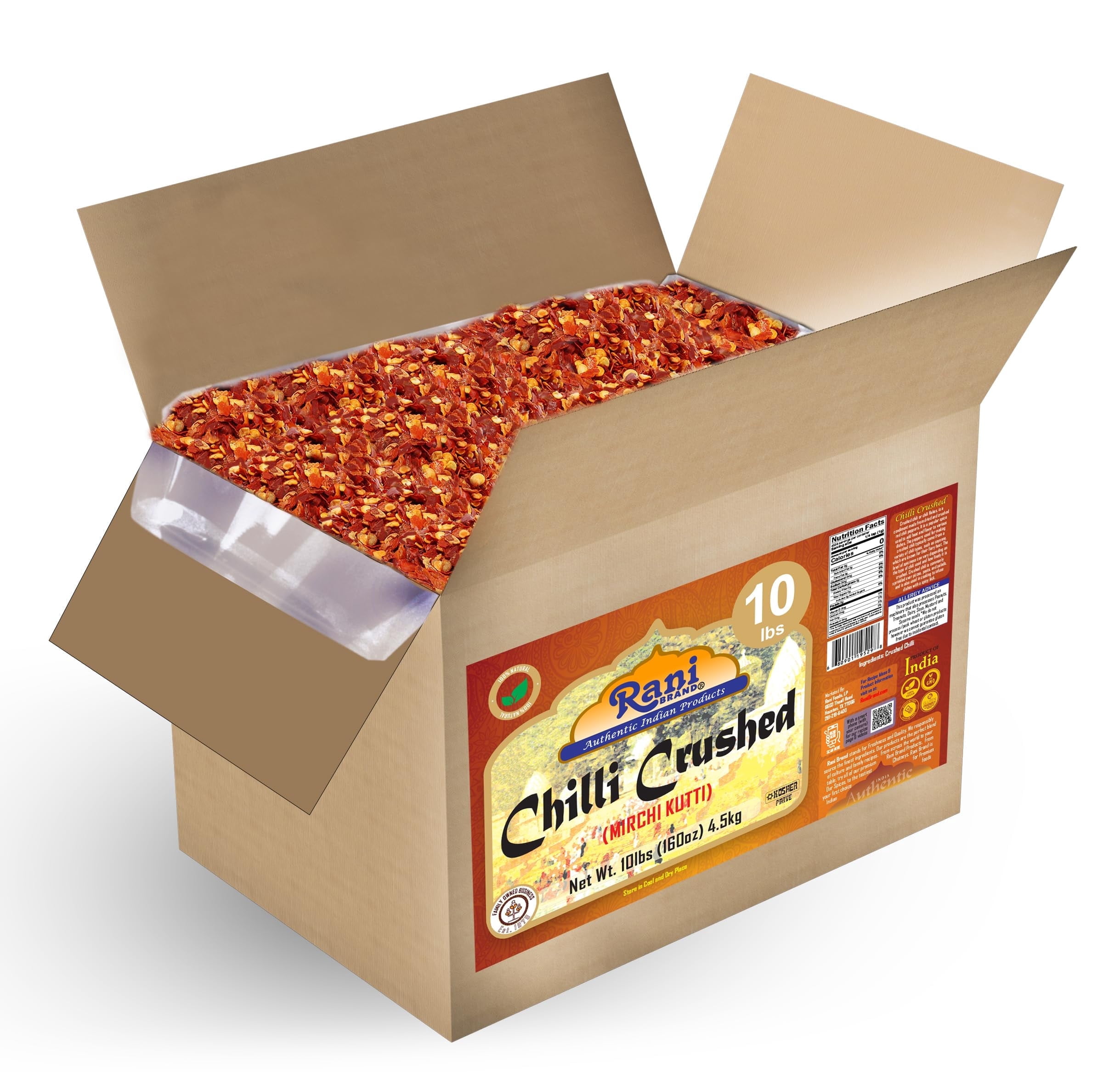 Rani Crushed Red Pepper Flakes Chilli (Pizza Type Cut) 160oz (10lbs) 4 ...