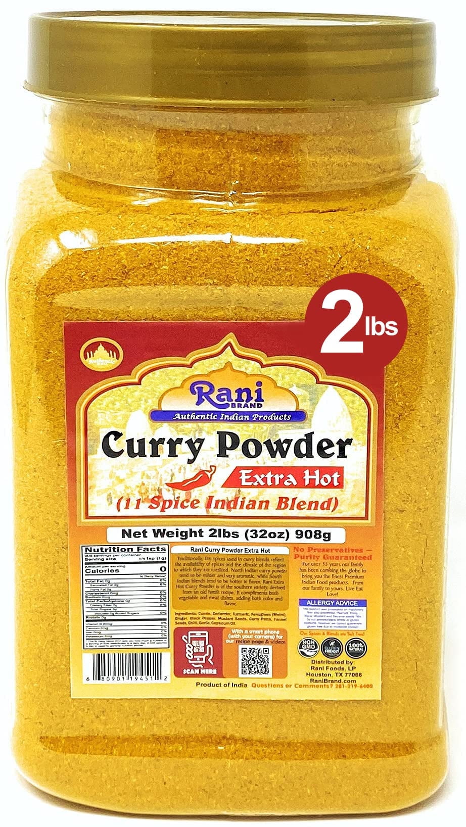 Rani Curry Powder EXTRA HOT (11-Spice Authentic Indian Blend) 32oz ...