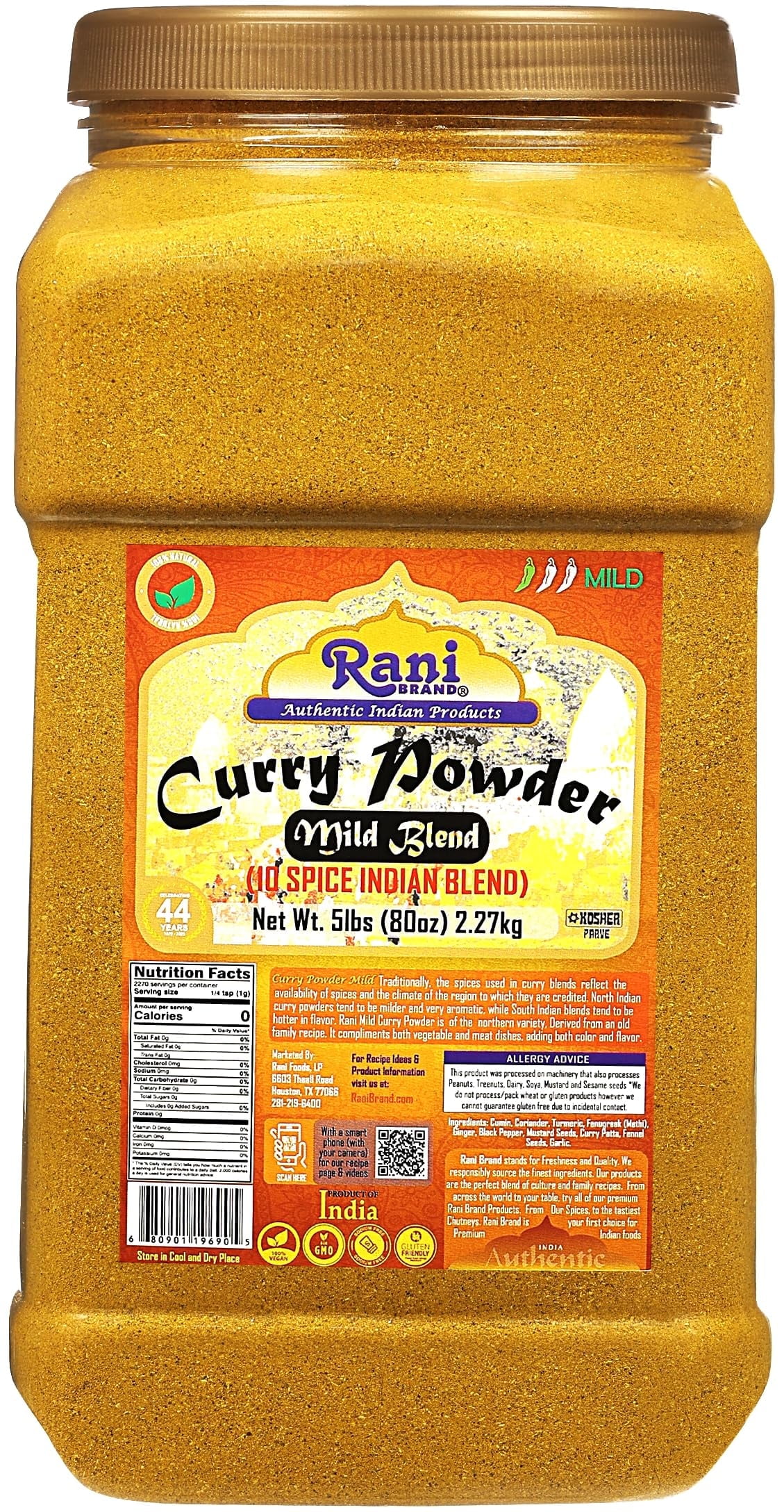 Rani Curry Powder Mild (10-Spice Authentic Indian Blend) 80oz (5lbs) 2 ...