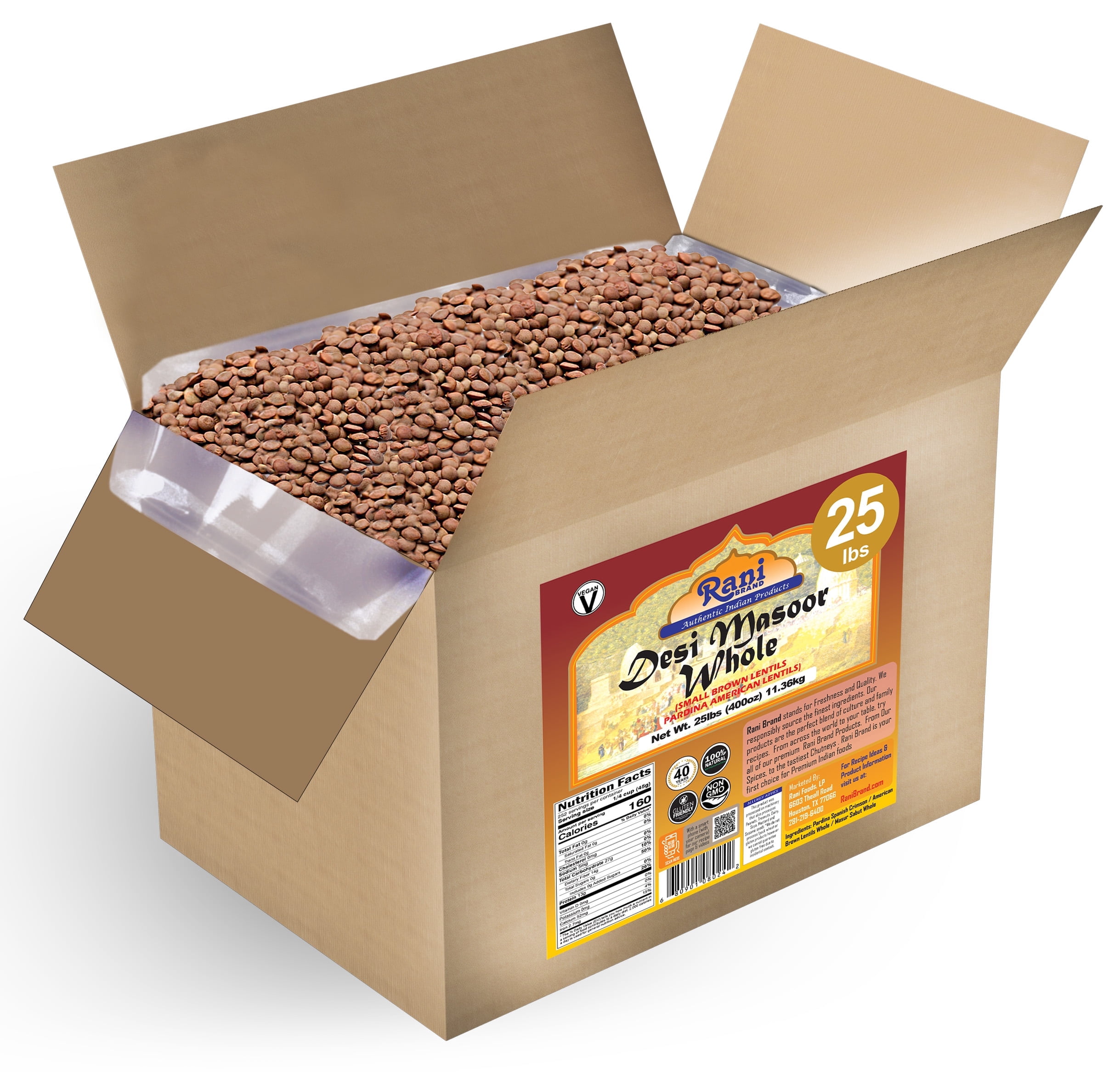Rani Desi Masoor (Masur) Whole 400oz (25lbs) 11.36kg (aka. Pardina ...