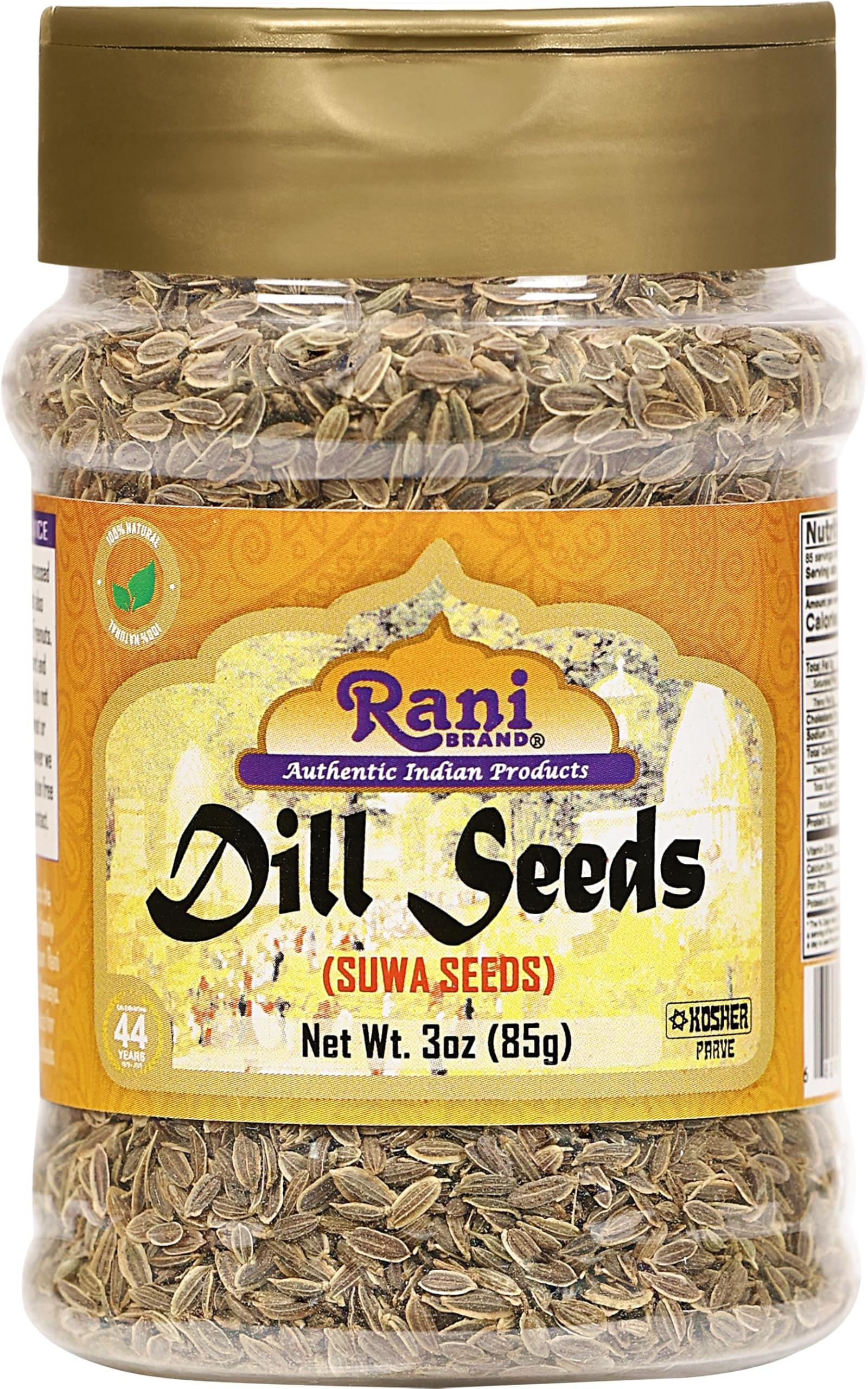 Rani Dill Seeds (Suwa / Sua) Whole, Spice 3oz (85g) PET Jar ~ All ...