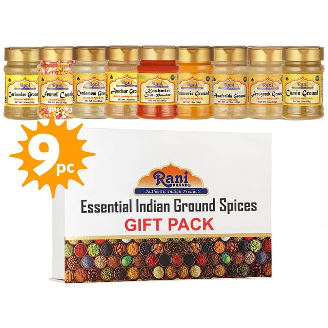 Rani Essential Indian Ground Spices Large 9 Bottle Gift Box Set, Indian ...