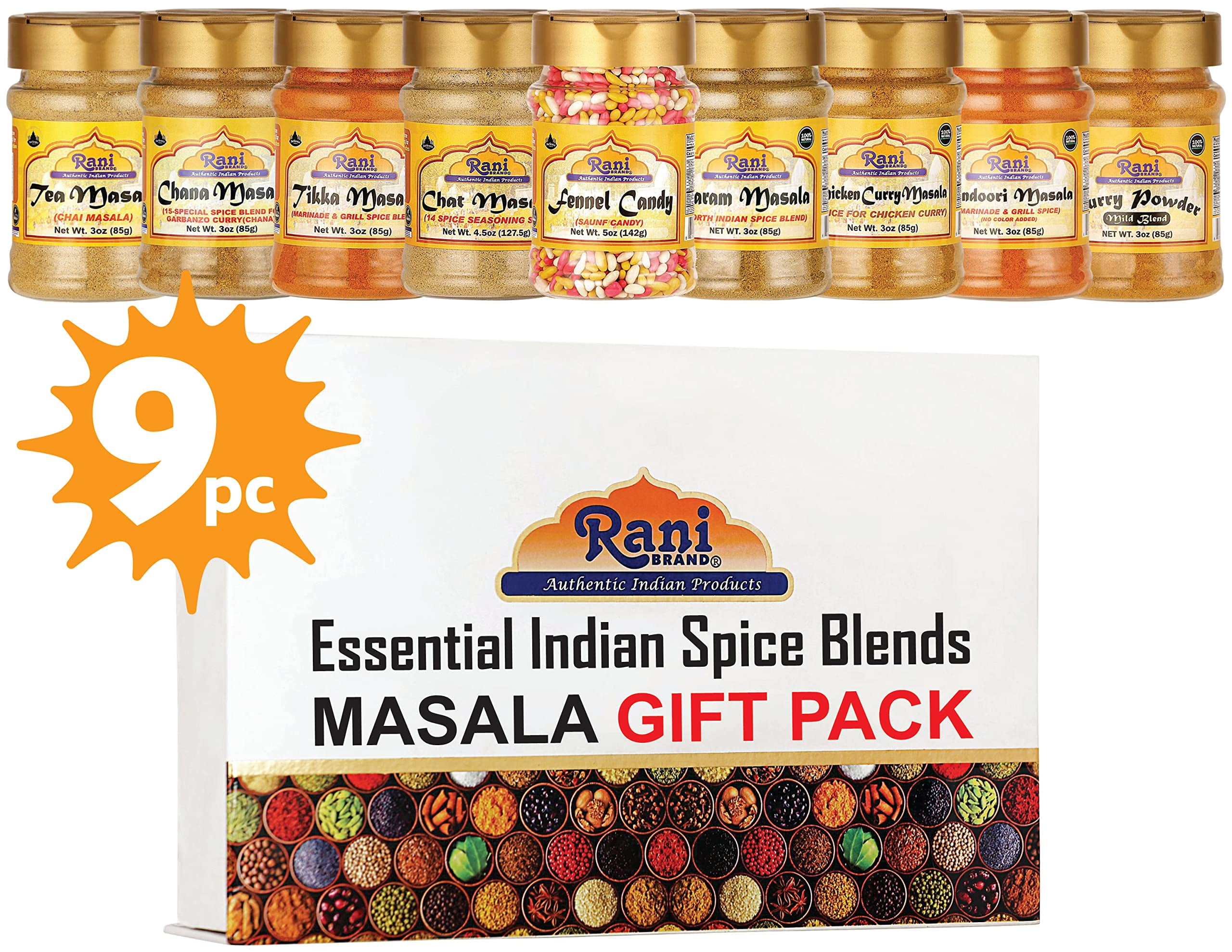 Rani Essential Indian Spice Blends (Masala) 9 Bottle Gift Box Set ...