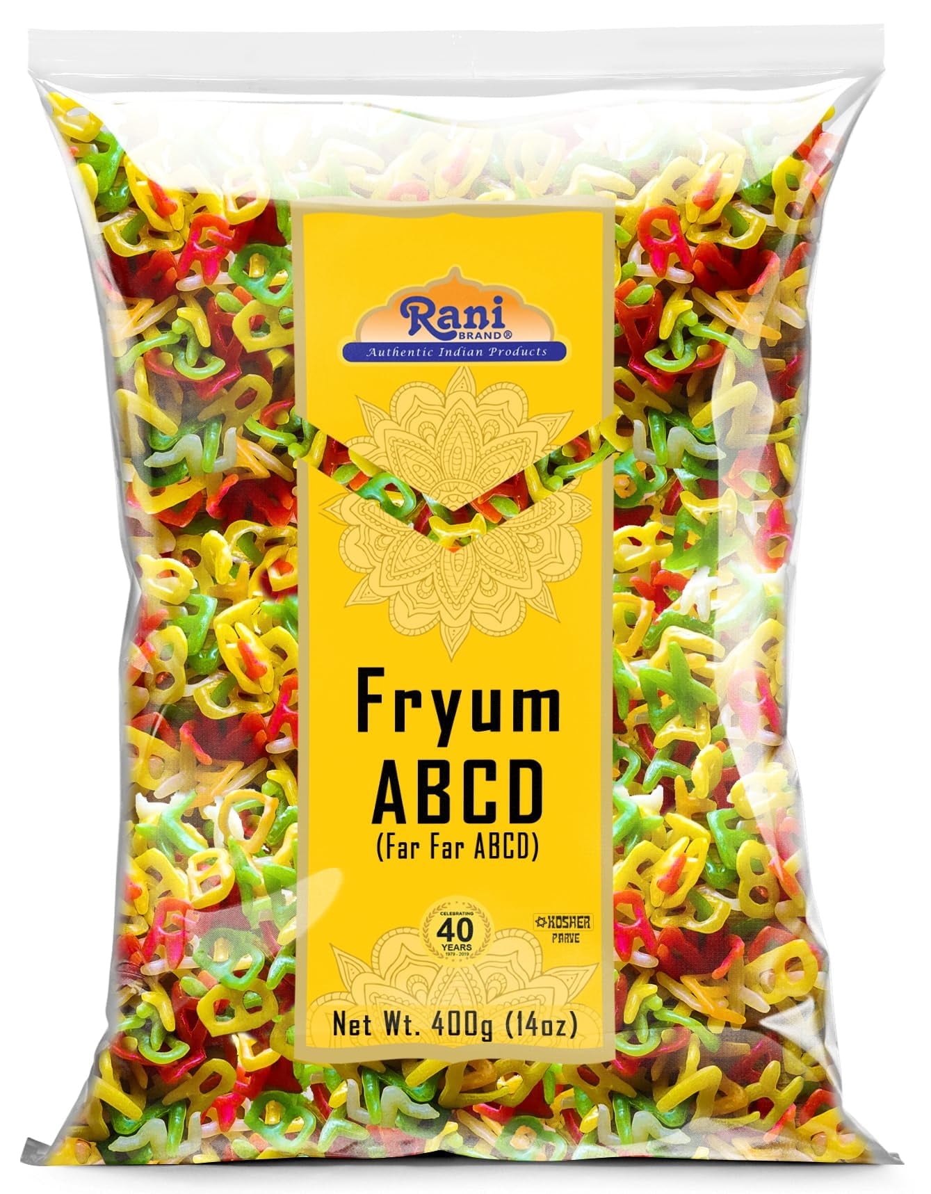 Rani Far Far / Fryums (Wheat & Tapioca Pellet) ABCD Shape 14oz (400g ...