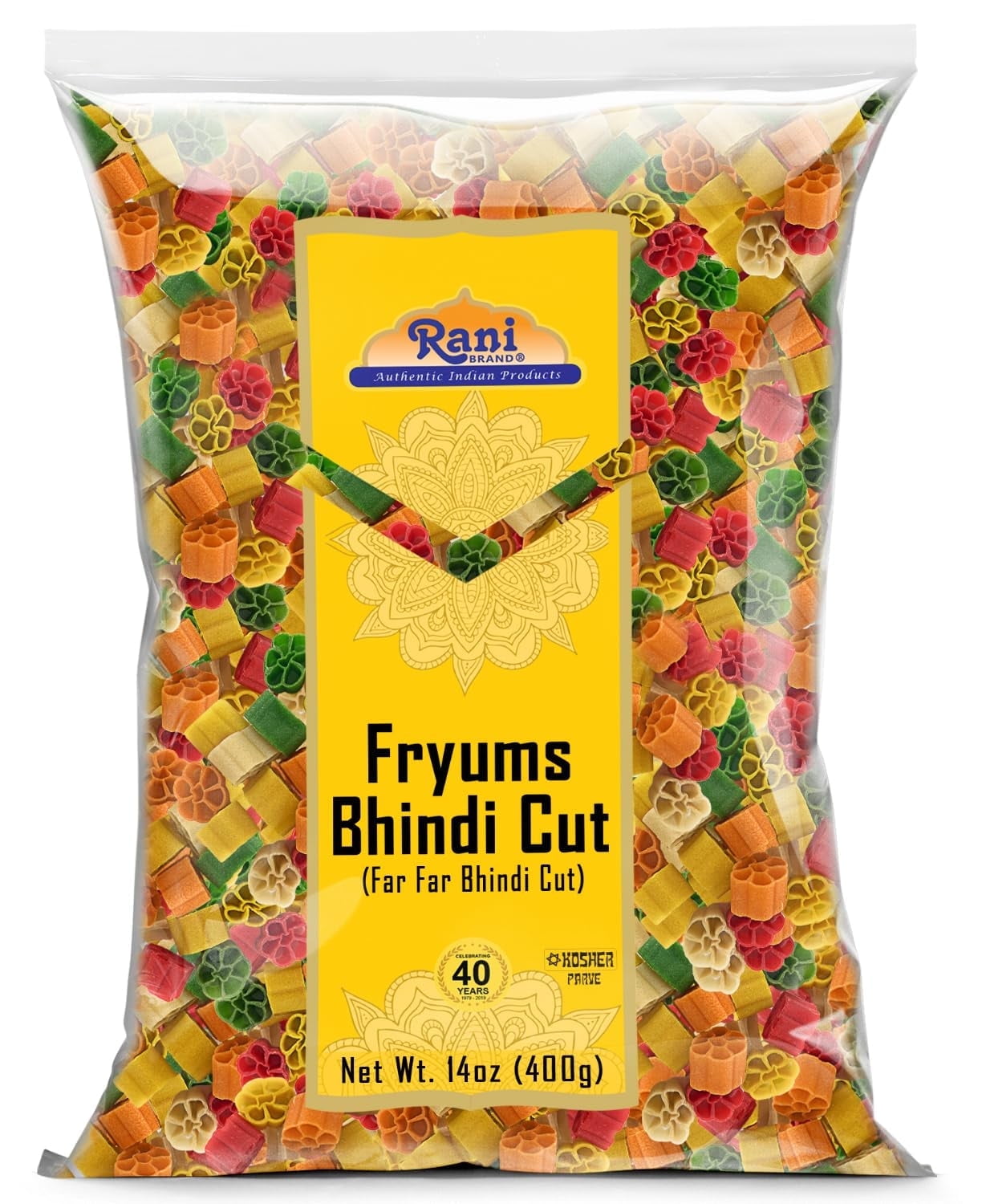 Rani Far Far / Fryums (Wheat & Tapioca Pellet) Bhindi Shape 14oz (400g ...