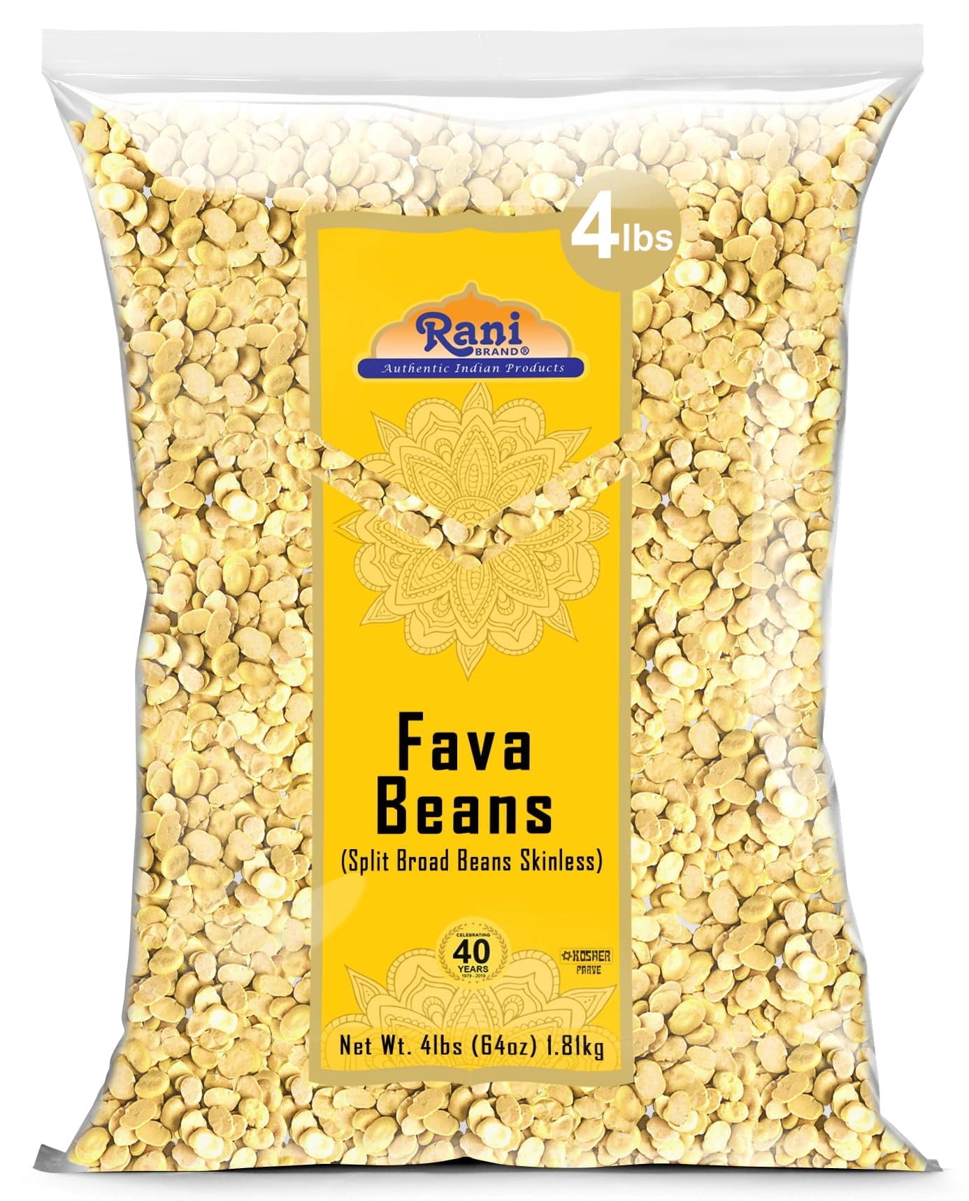 Rani Fava Beans Split Broad Beans Skinless 64oz 4lbs Vegan Kosher All ...