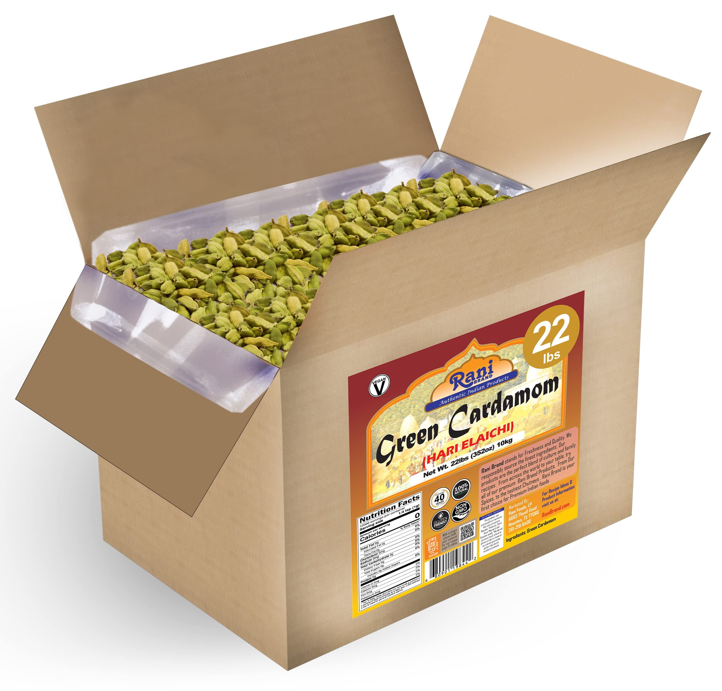 Rani Vegan Green Cardamom Pods Spice 22lbs 10kg Bulk Box | Gluten Free ...