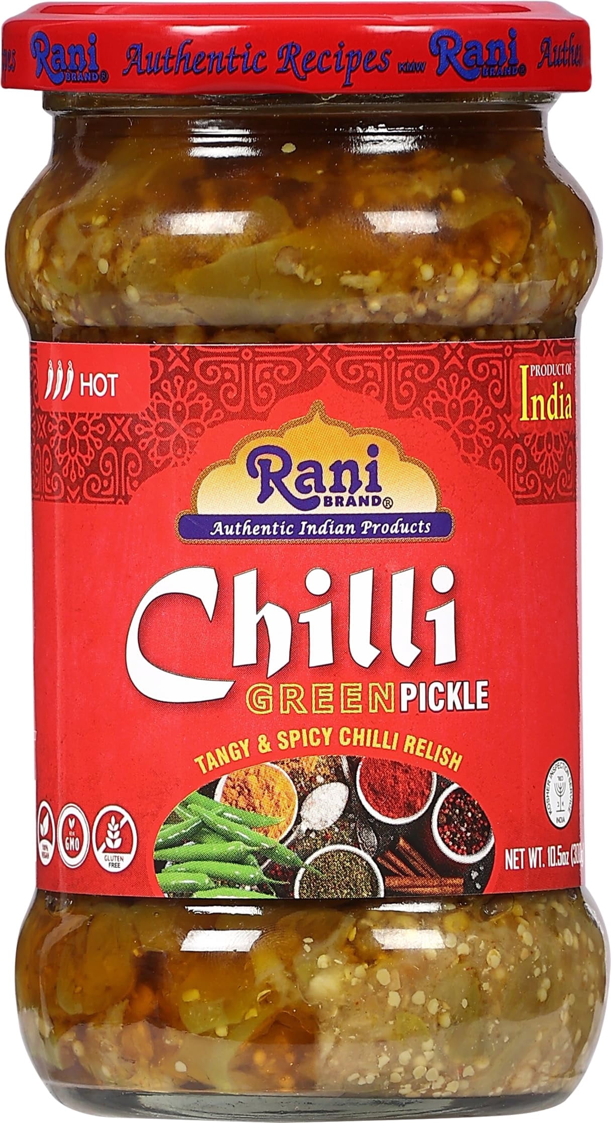 Rani Green Chilli Pickle Hot (Achar, Spicy Indian Relish) 10.5oz (300g ...