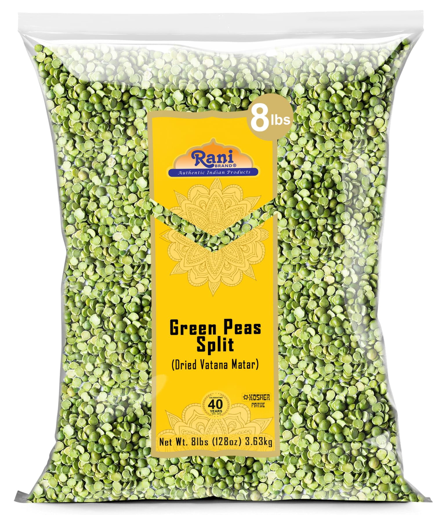 Rani Green Peas Split, Dried (Vatana, Matar) 128oz (8lbs) 3.63kg Bulk ...
