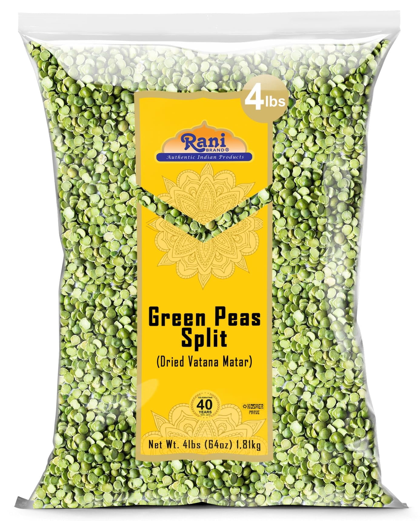Rani Dried Green Peas Split (Vatana, Matar) 64oz (4lbs) 1.81kg | Kosher ...