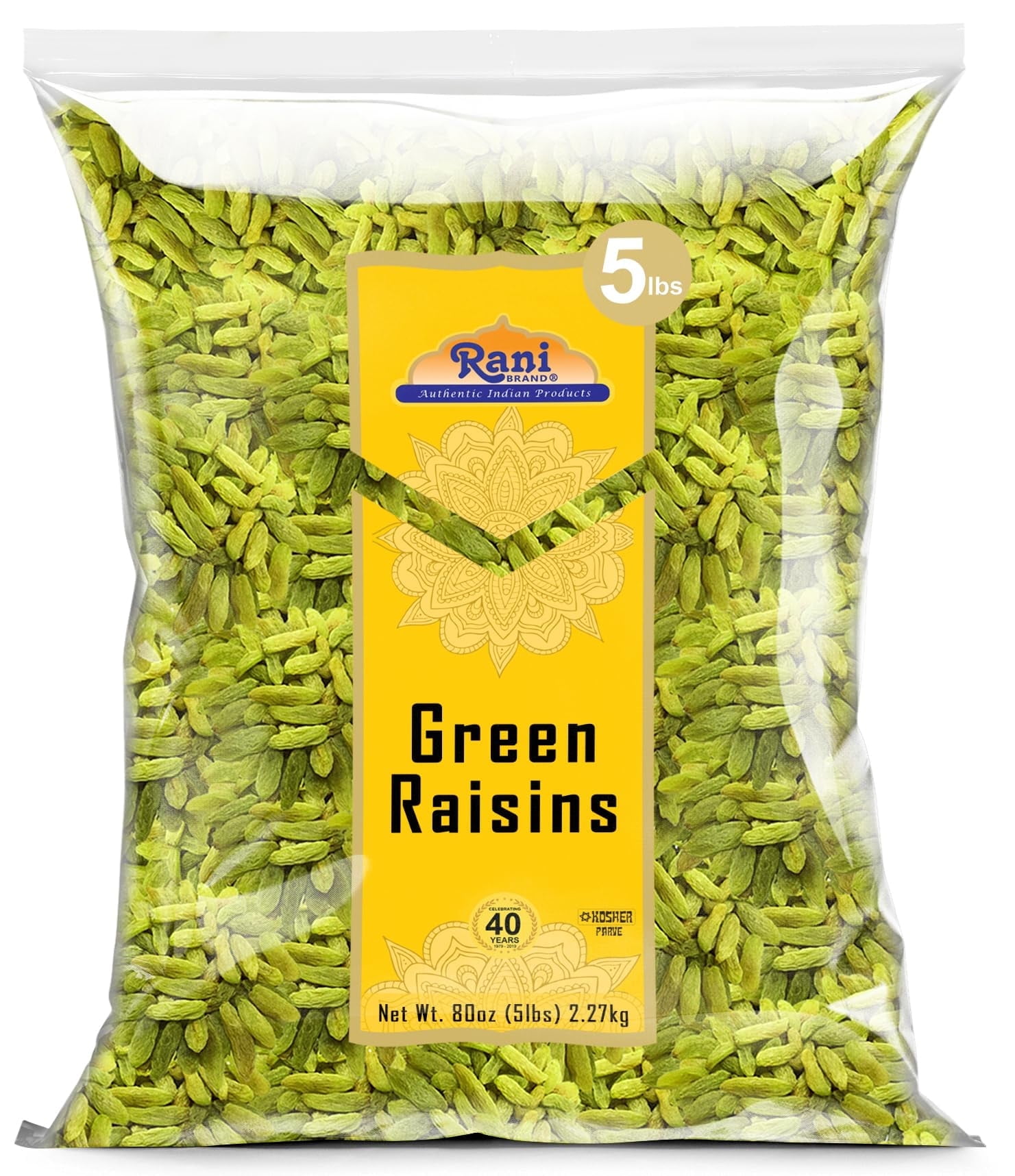 Rani Green Raisins 80oz (5lbs) 2.27kg Bulk ~ All Natural | Gluten ...