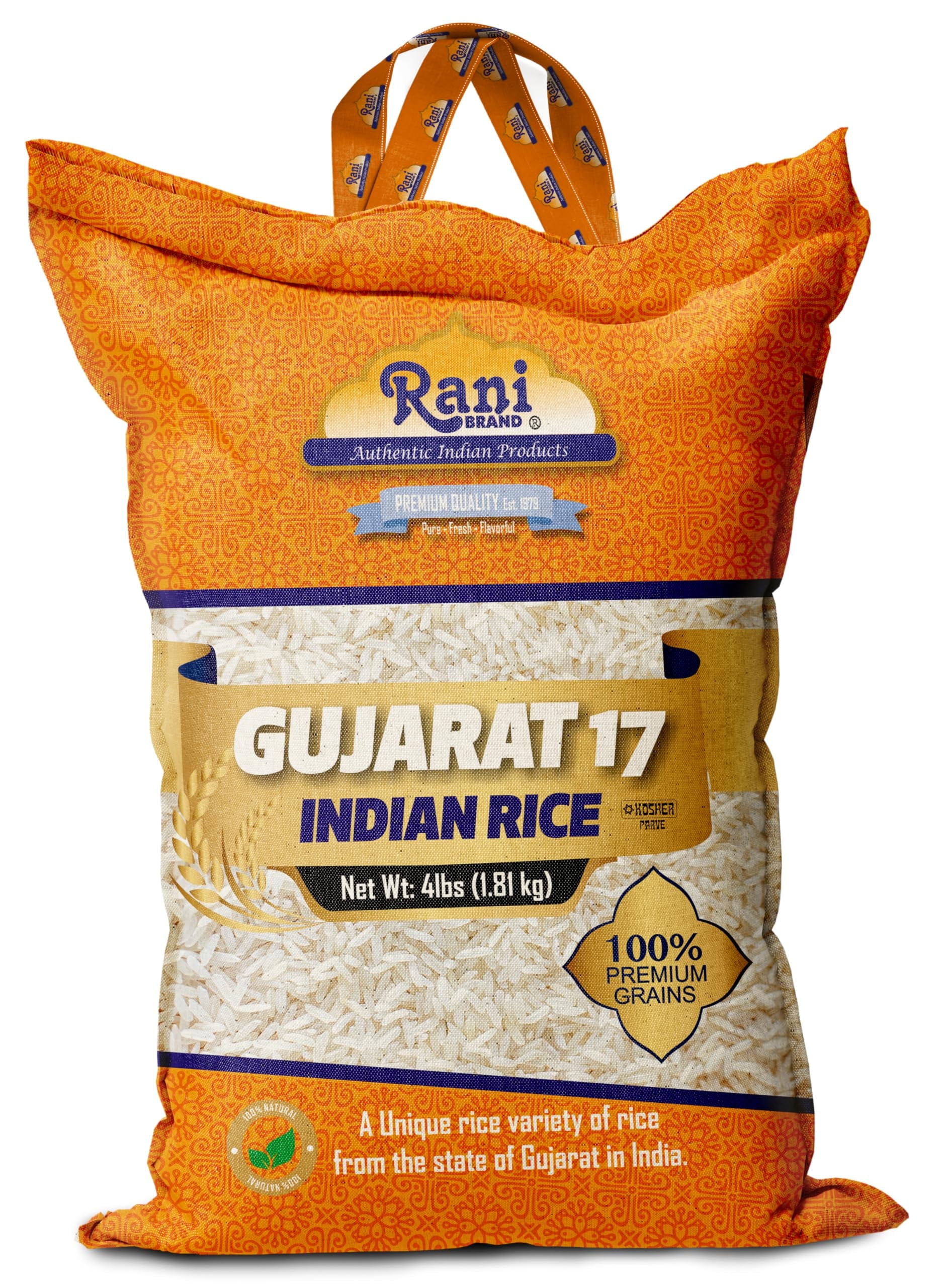 Rani Gujarat 17 Indian Rice 64oz (4lbs) 1.81kg Cloth Bag ~ All Natural ...