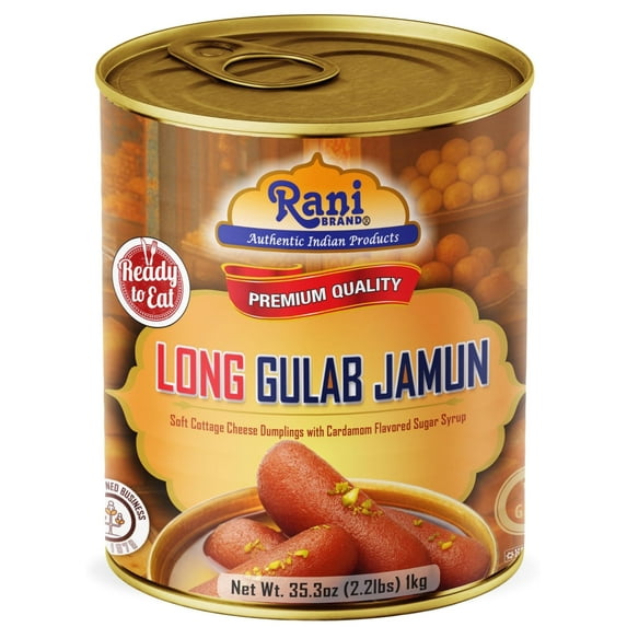 Rani Gulab Jamun Long (w/ Cardamom Flavored Sugar Syrup) 35.3oz (2.2lbs ...