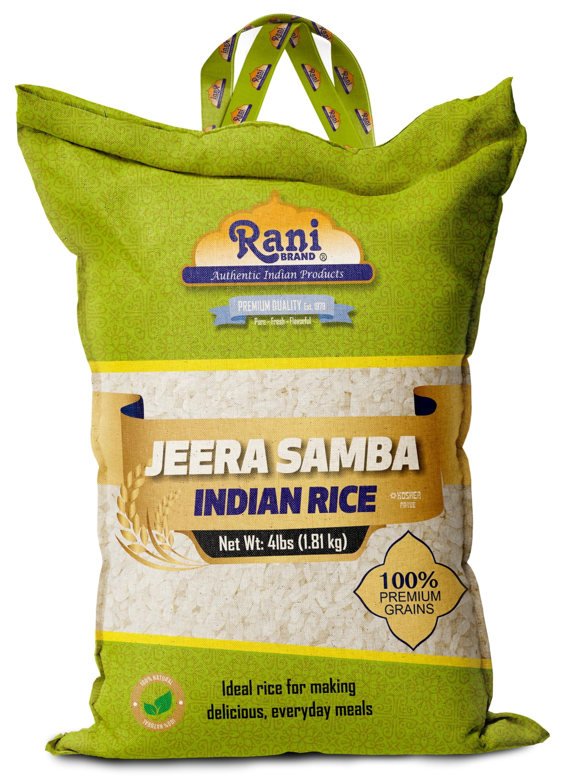 Rani Jeera Samba Indian Rice 64oz (4lbs) 1.81kg Cloth Bag ~ All Natural ...