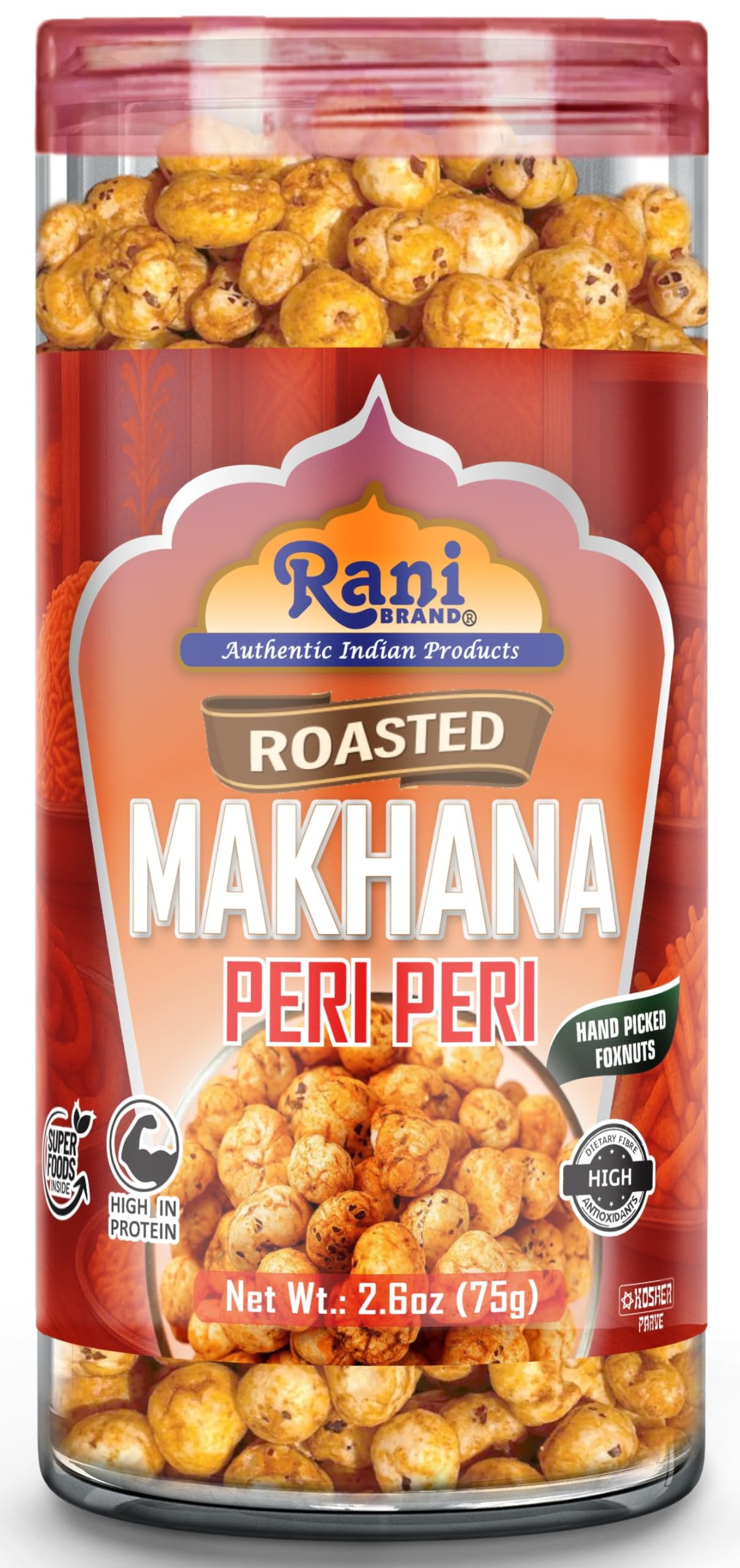 Rani Roasted Makhana (Fox Nut/Popped Lotus Seed) Peri Peri Flavor 2.6oz ...