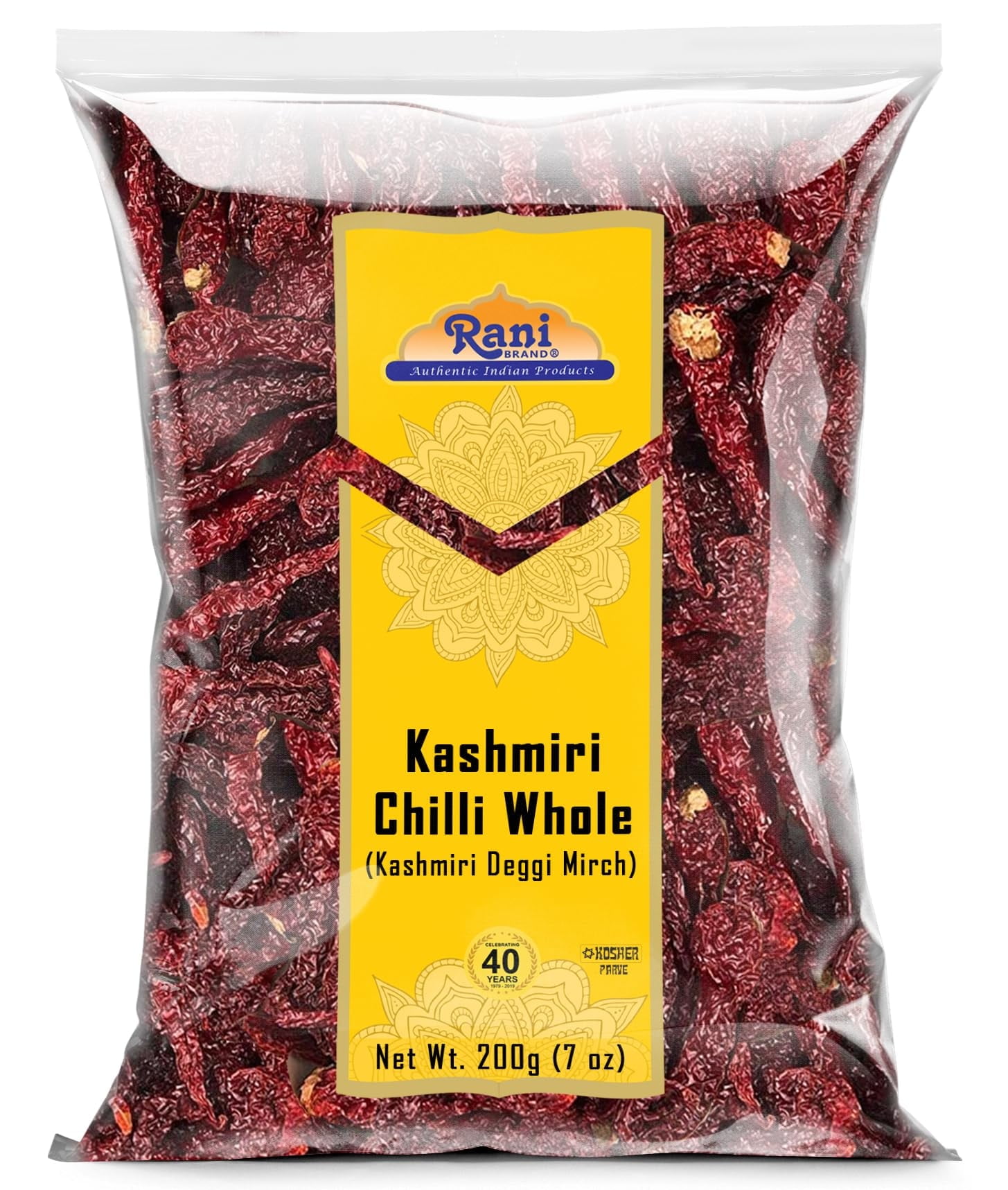 Rani Kashmiri Chilli Whole (Deggi Mirch, Low Heat) 7oz (200g) ~ Natural | Salt-Free | Vegan | No ...