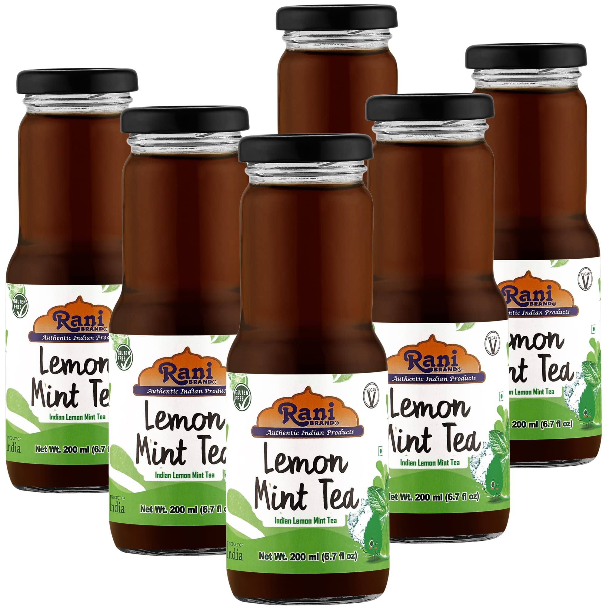 Rani Lemon Mint Tea 6.7 fl oz (200 ml) Glass Bottle, Pack of 6 ~ Indian ...
