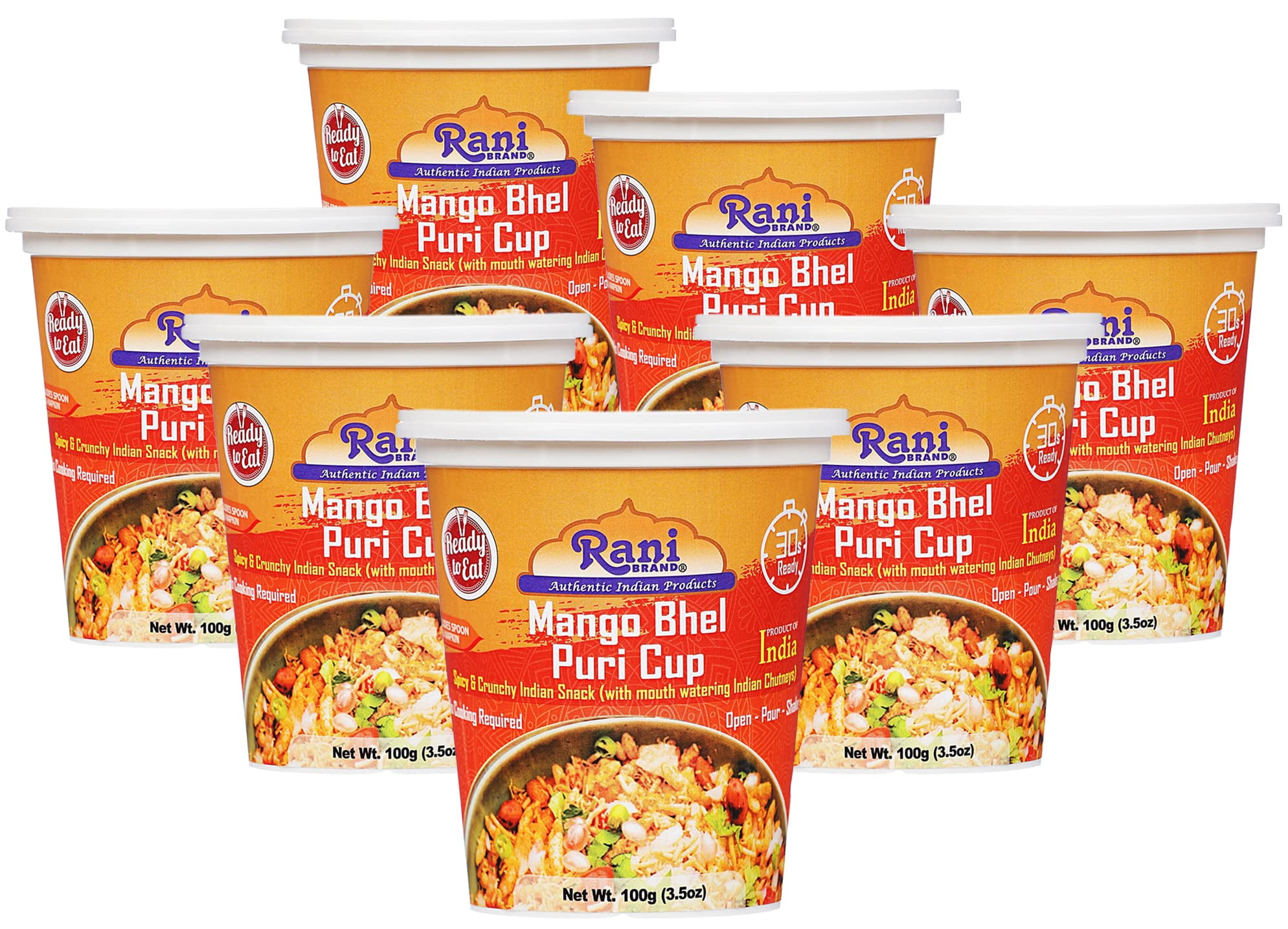 Rani Mango Bhel Puri Cup (Spicy & Crunchy Indian Snack w/ mouth watering Indian Chutneys) 3.5oz ...