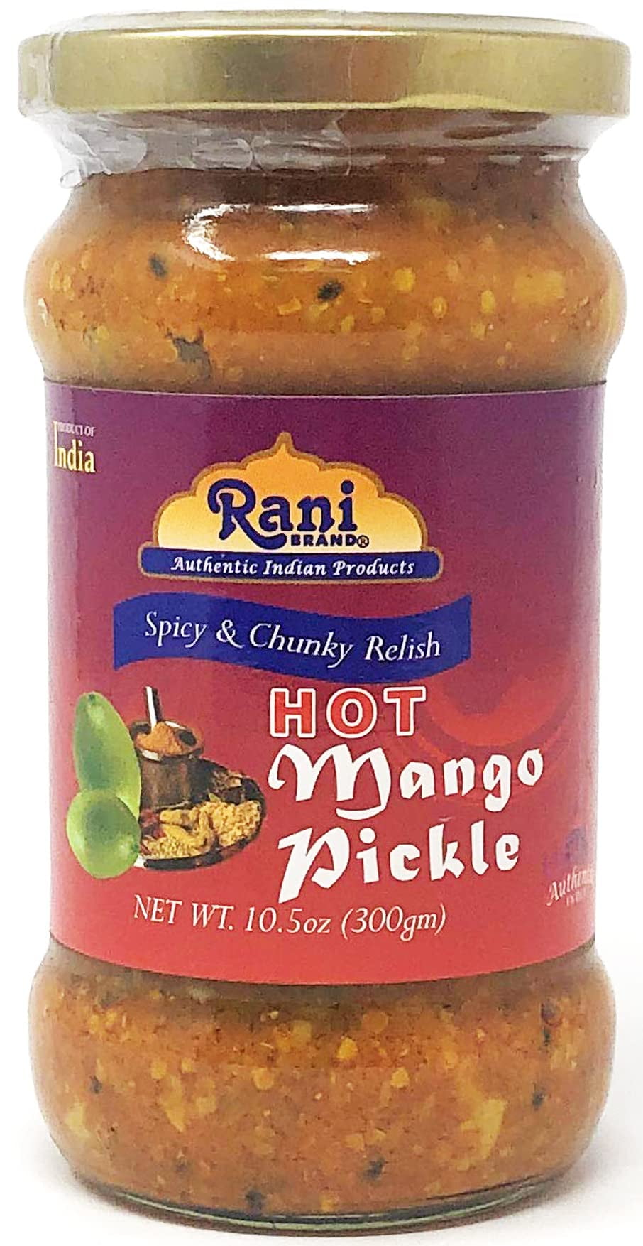 Rani Hot Mango Pickle (Achar, Spicy Indian Relish) 10.5oz, Vegan ...
