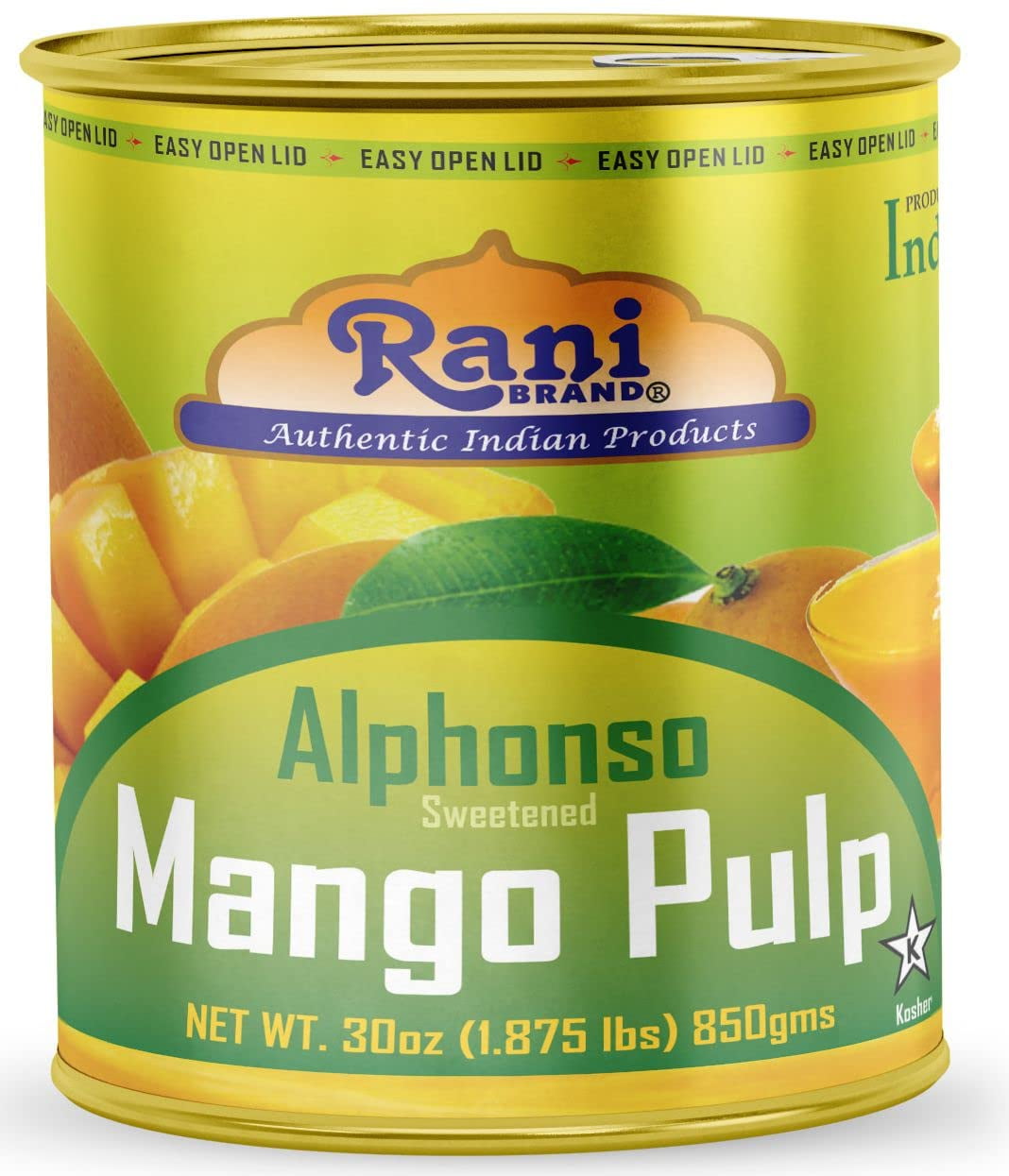 Rani Alphonso Mango Pulp Puree 30oz, Kosher, All Natural, NON-GMO ...