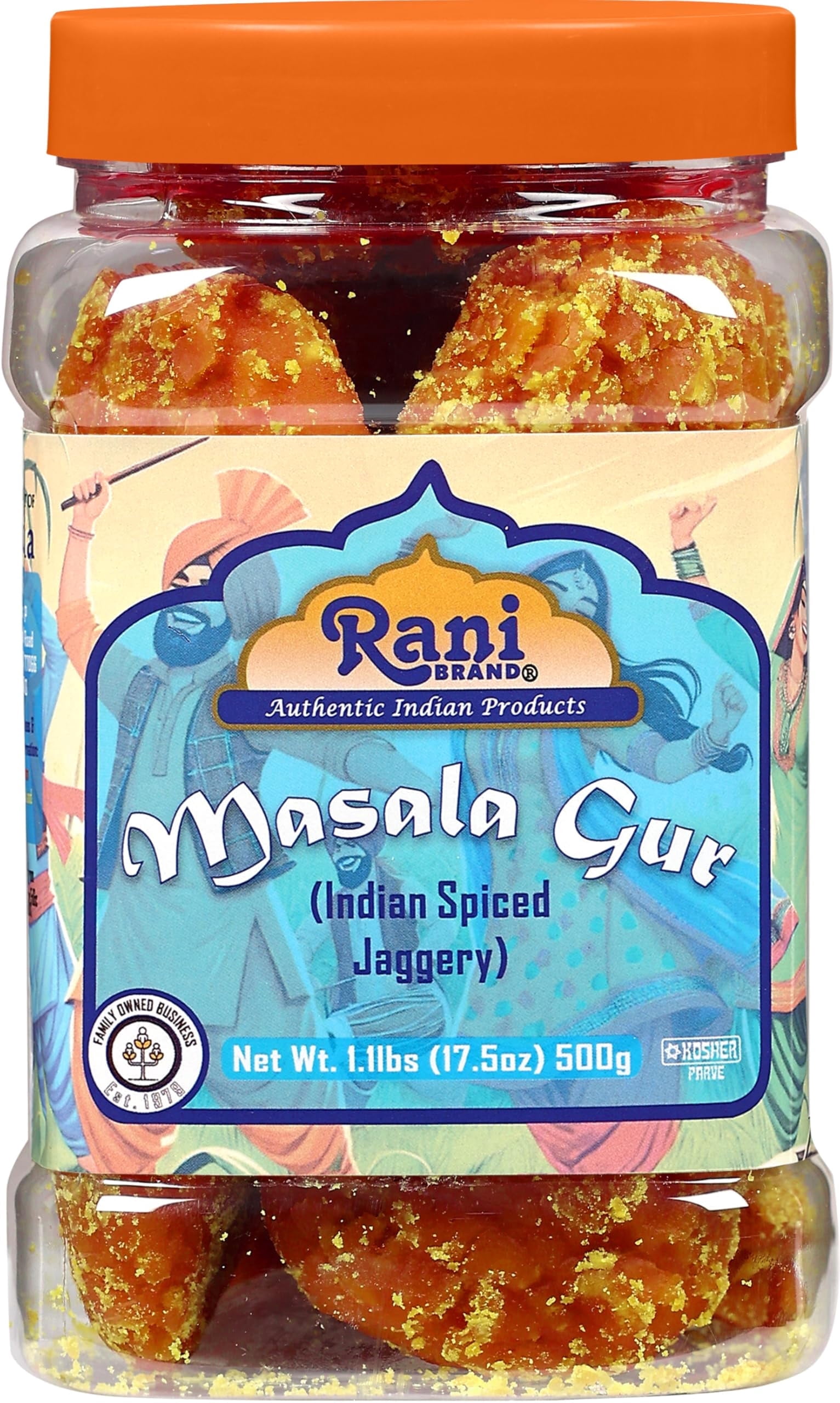 Rani Masala Gur (Jaggery) Indian Unrefined Raw Cane Sugar 17.5oz (1 ...