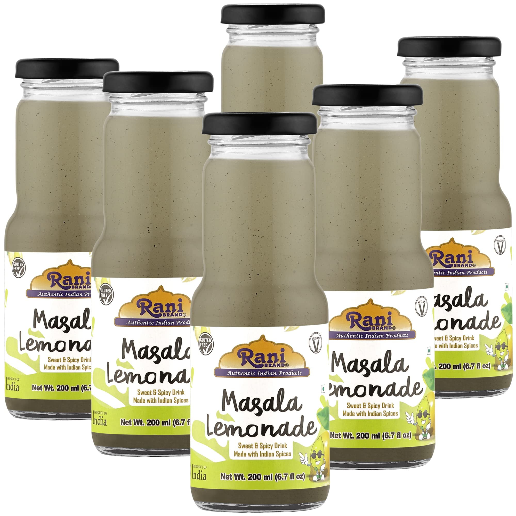 Rani Masala Lemonade 6.7 fl oz (200 ml) Glass Bottle, Pack of 6 ...