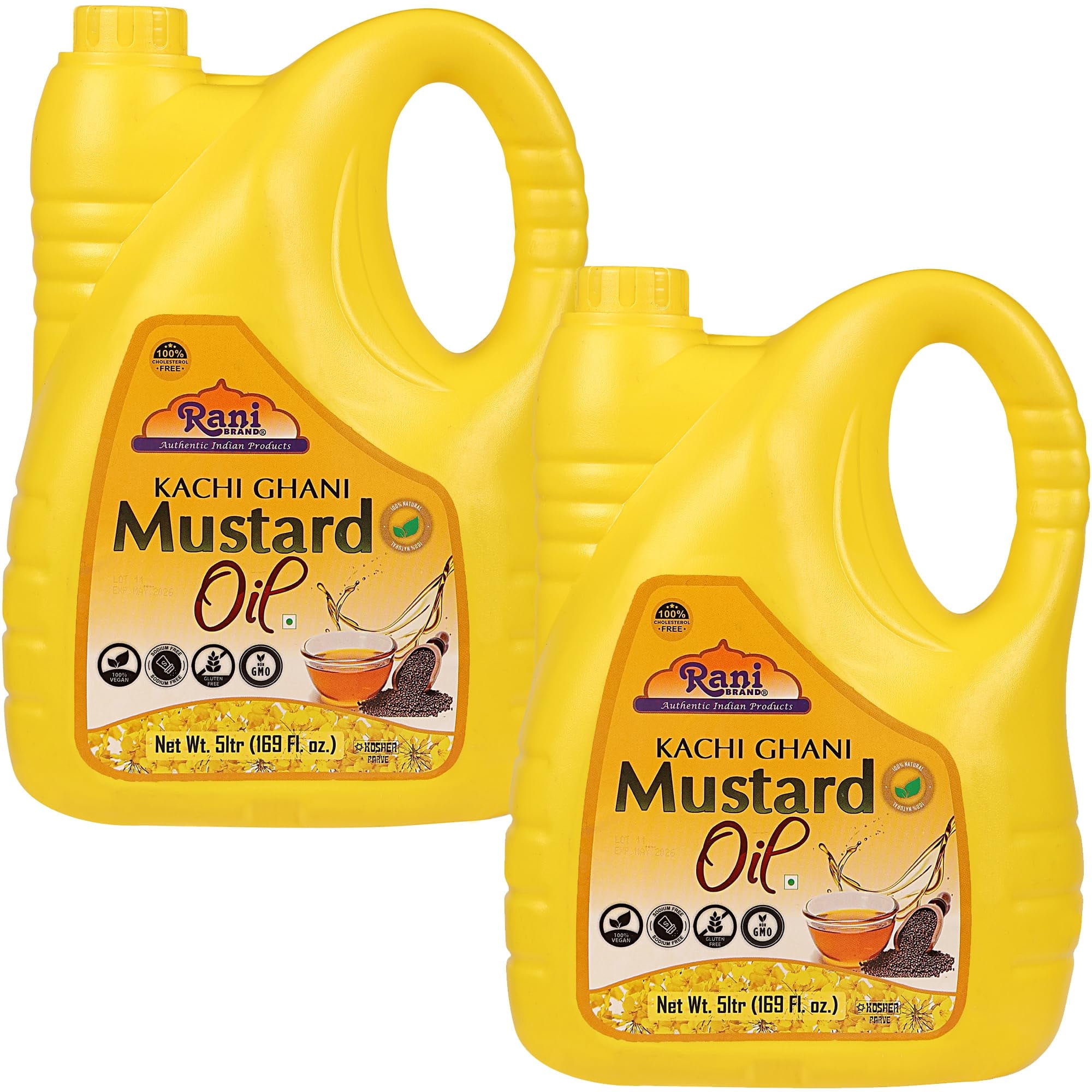 Rani 100% Pure Mustard Oil, 169oz (5L) Pack of 2, Non-GMO, Gluten Free ...