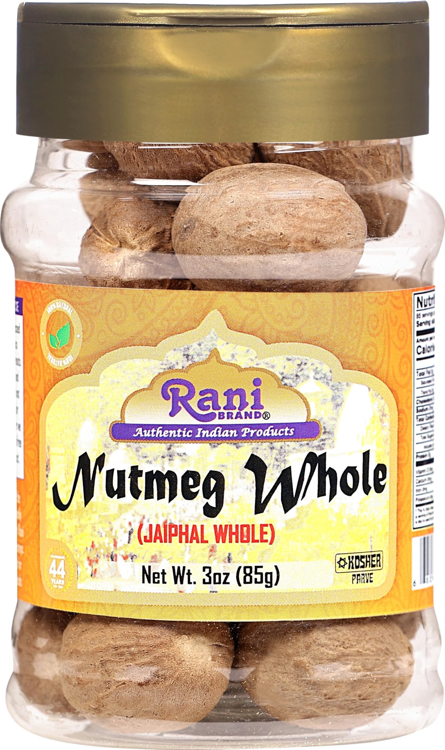 Rani Nutmeg, Whole Spice, 17-19 Pieces, 3oz PET Jar - Walmart.com