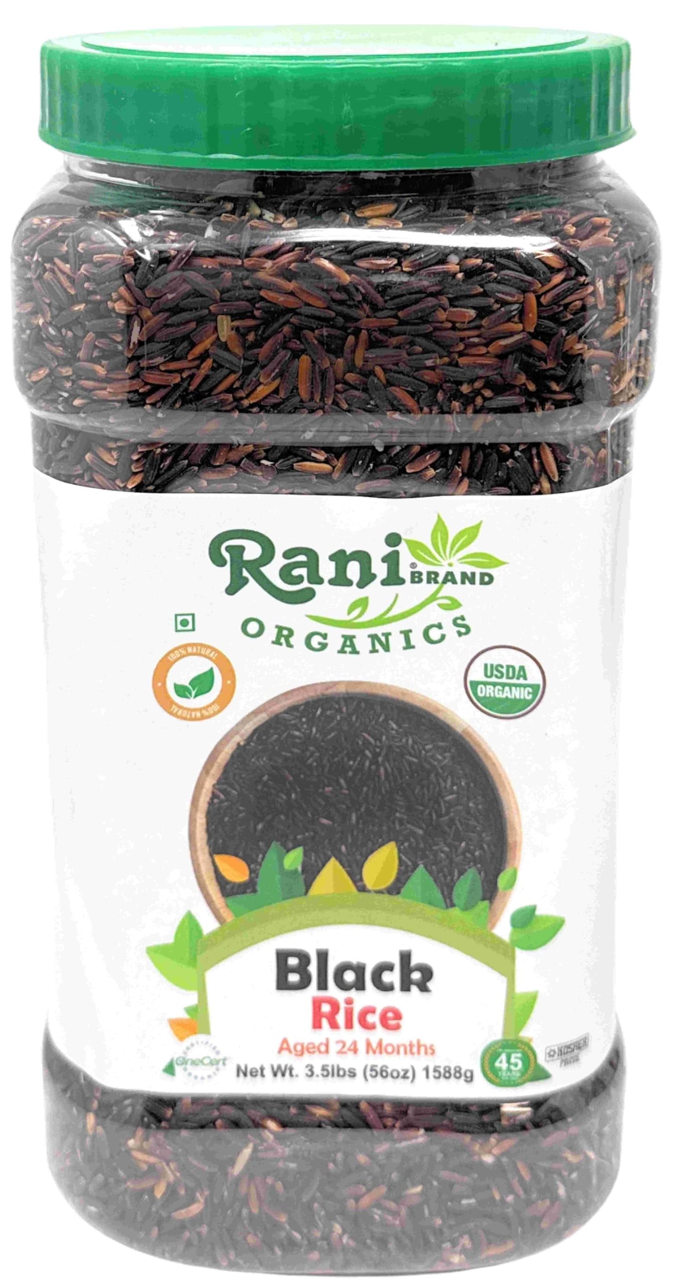 Rani Organic Black Rice Extra Long Aged 56oz (3.5lbs) 1.59kg Bulk PET ...