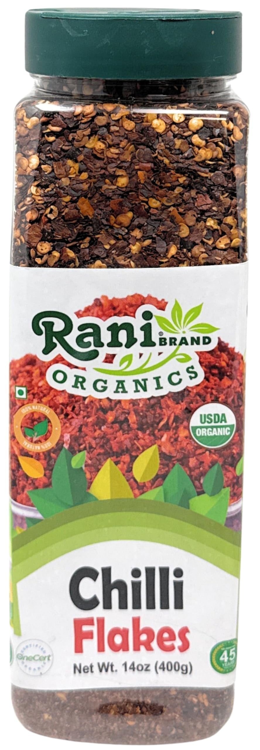 Rani Organic Chilli Flakes 14oz (400g) PET Jar ~ All Natural, No Color ...