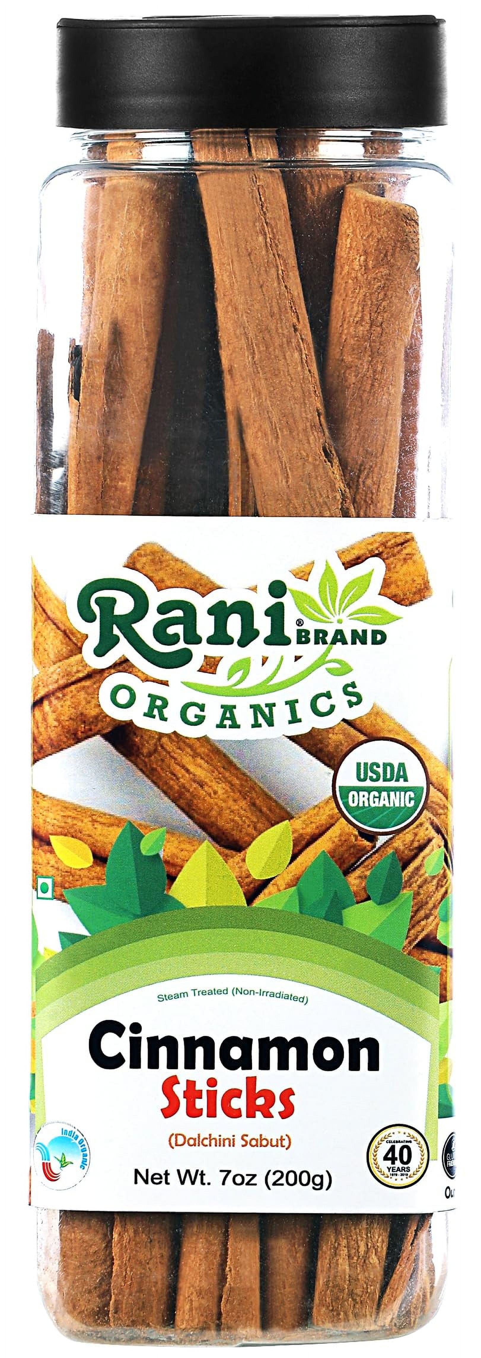 Rani Organic Cinnamon Sticks 7oz (200g) PET Jar - 36-44 Sticks - Strong ...