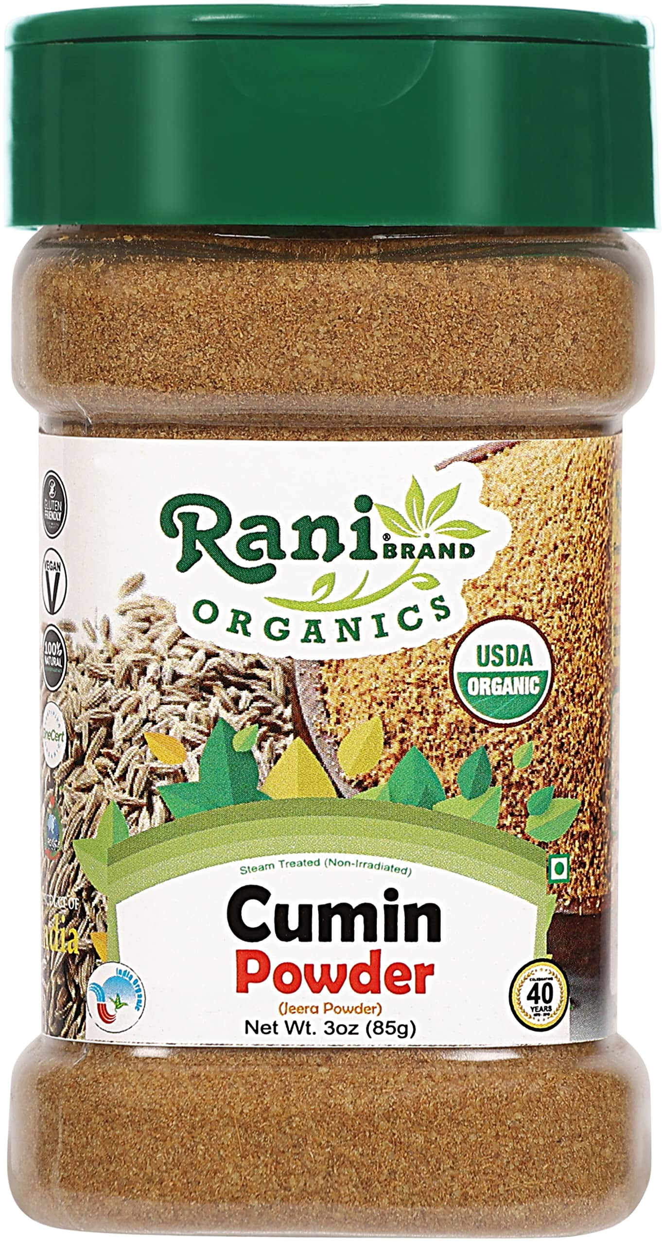 Rani Organic Cumin Powder (Jeera Powder) 3oz (85g) PET Jar ~ All ...