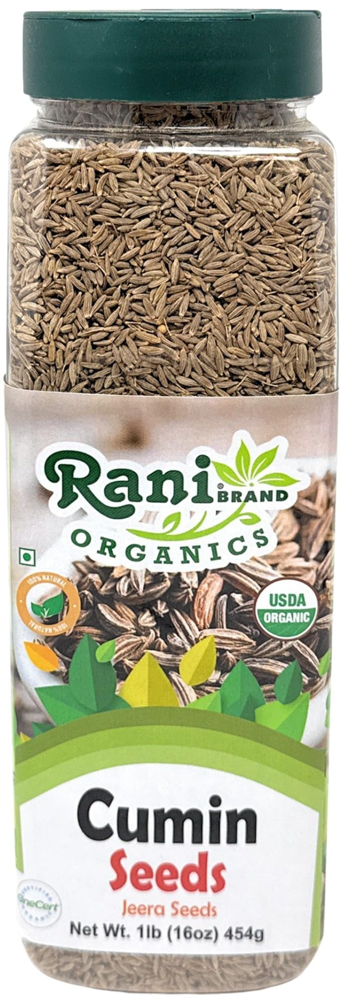 Rani Organic Cumin Seeds Whole (Jeera Sabut) 16oz (1lb) 454g PET Jar ...