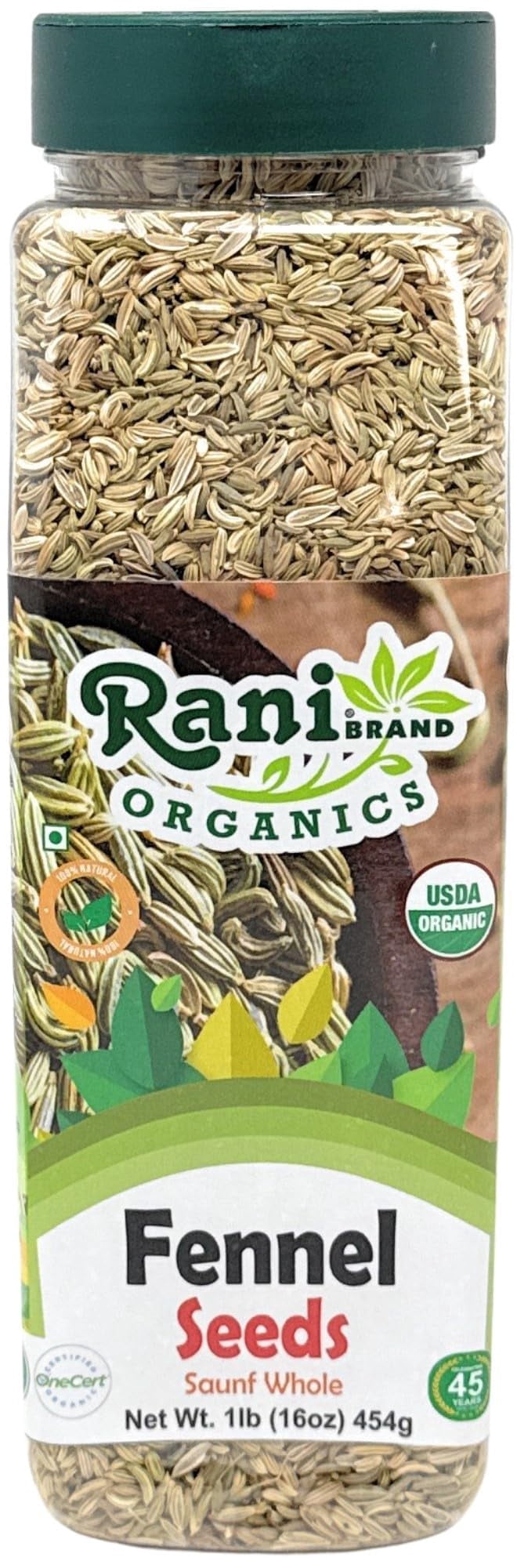 Rani Organic Fennel Seeds (Saunf Sabut) Whole Spice 16oz (1lb) 454g PET ...