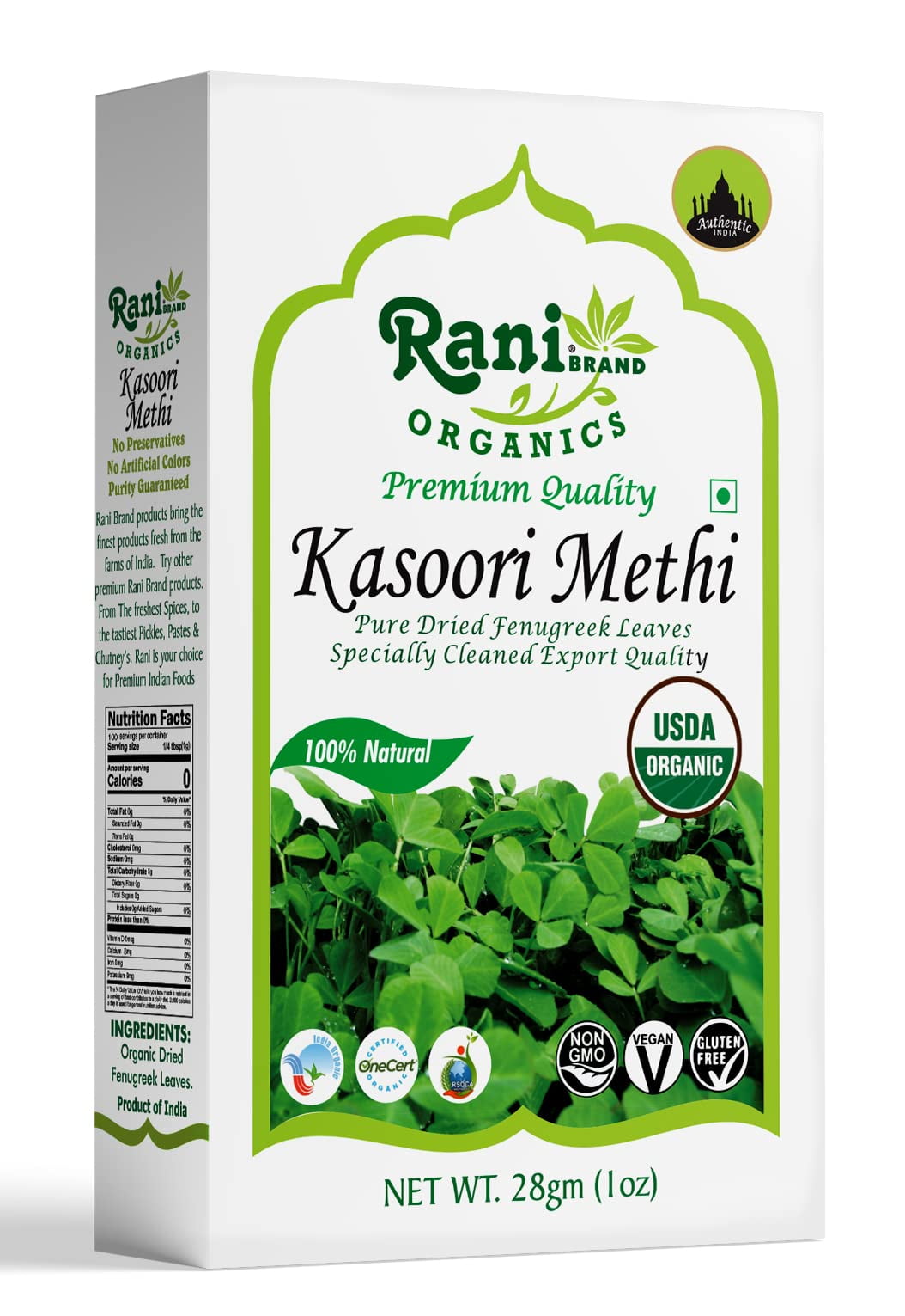 Rani Organic Fenugreek Leaves Dried (Kasoori Methi) 1oz (28g) ~ All ...