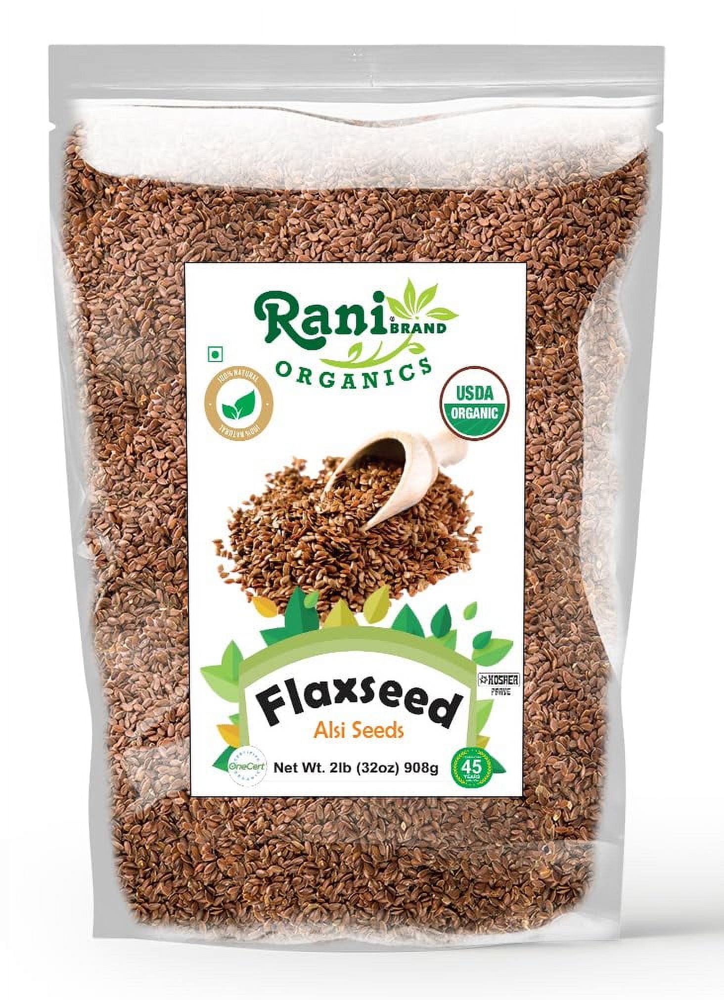 Rani Organic Flax Seeds Whole Raw (Alsi, Linum usitatissimum) 32oz ...