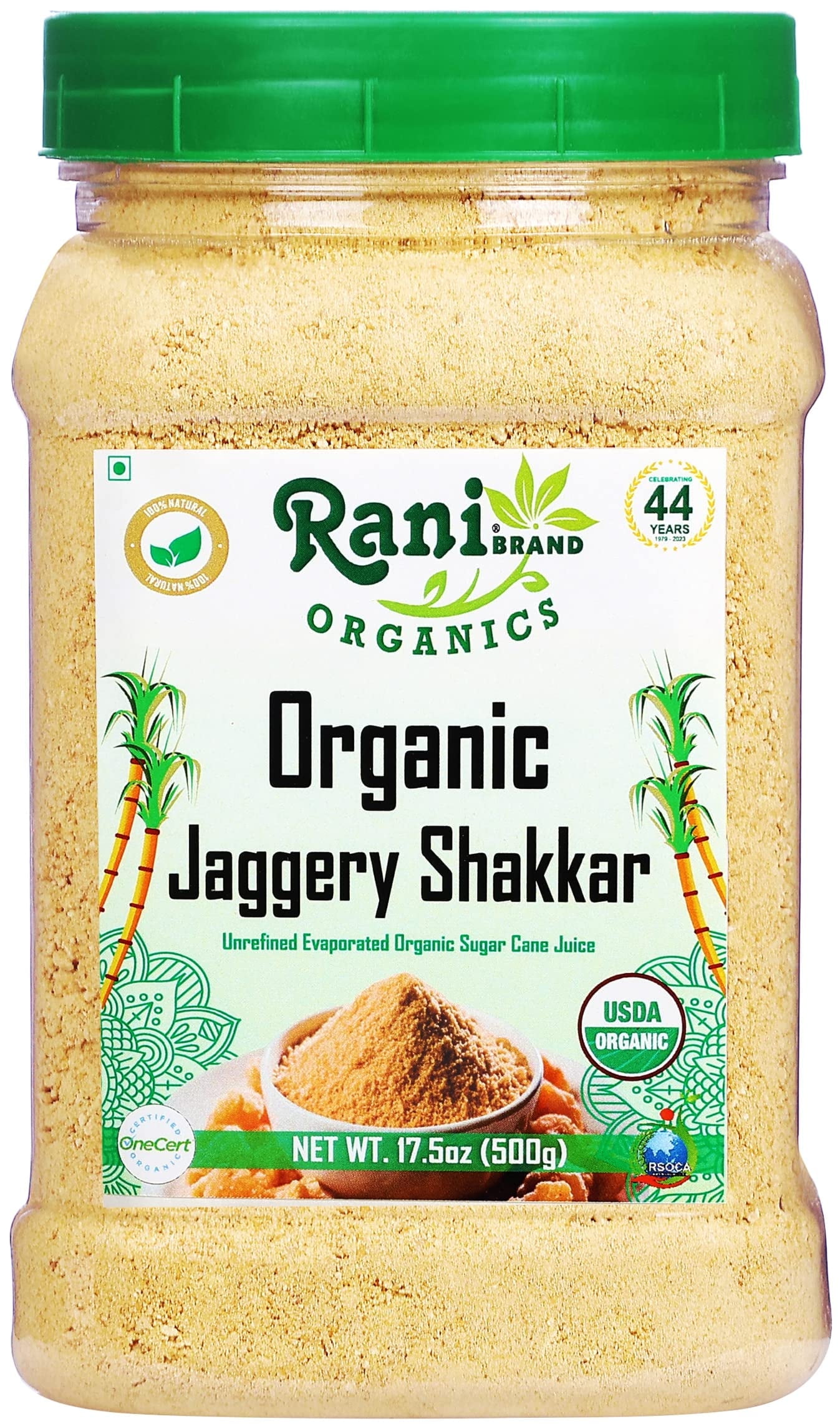 Rani Organic Jaggery Shakkar, Unrefined Sugar Cane Juice, 17.5oz ...