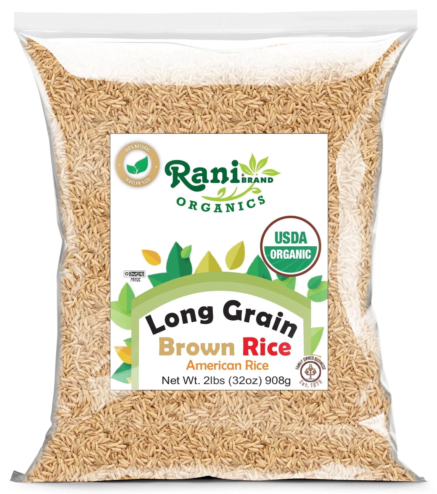 Rani Organic Long Grain Brown Rice 32oz (2lbs) 908g ~ All Natural ...