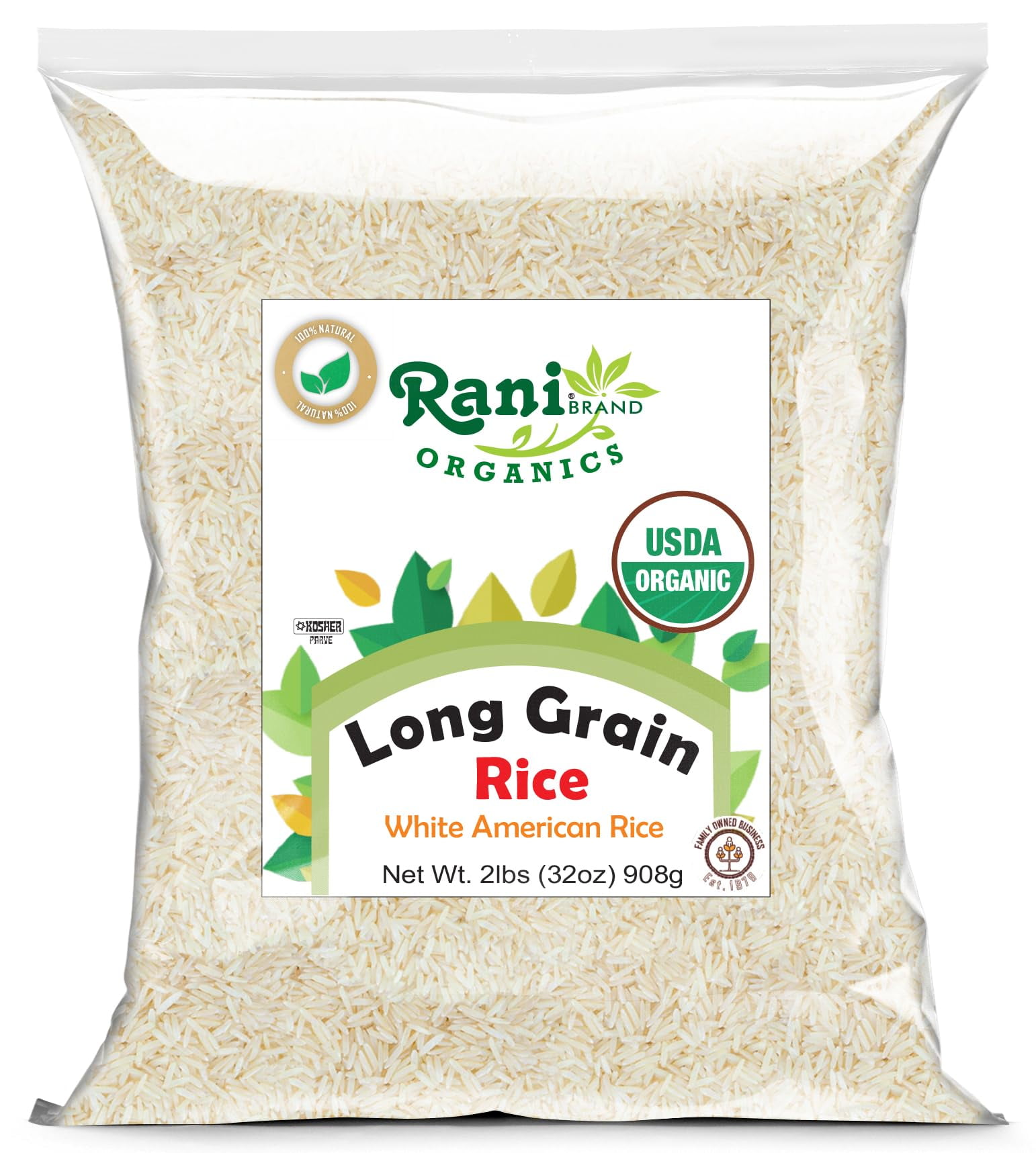 Rani Organic Long Grain White Rice 32oz (2lbs) 908g ~ All Natural ...