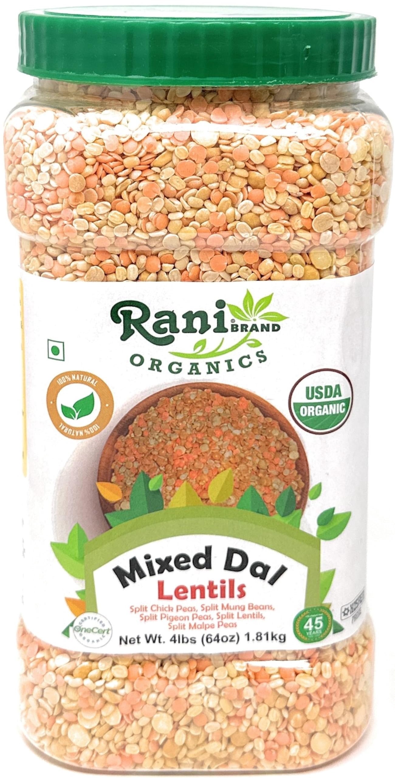 Rani Organic Mixed Dal (Chana Dal, Moong Dal, Toor Dal, Masoor Dal ...