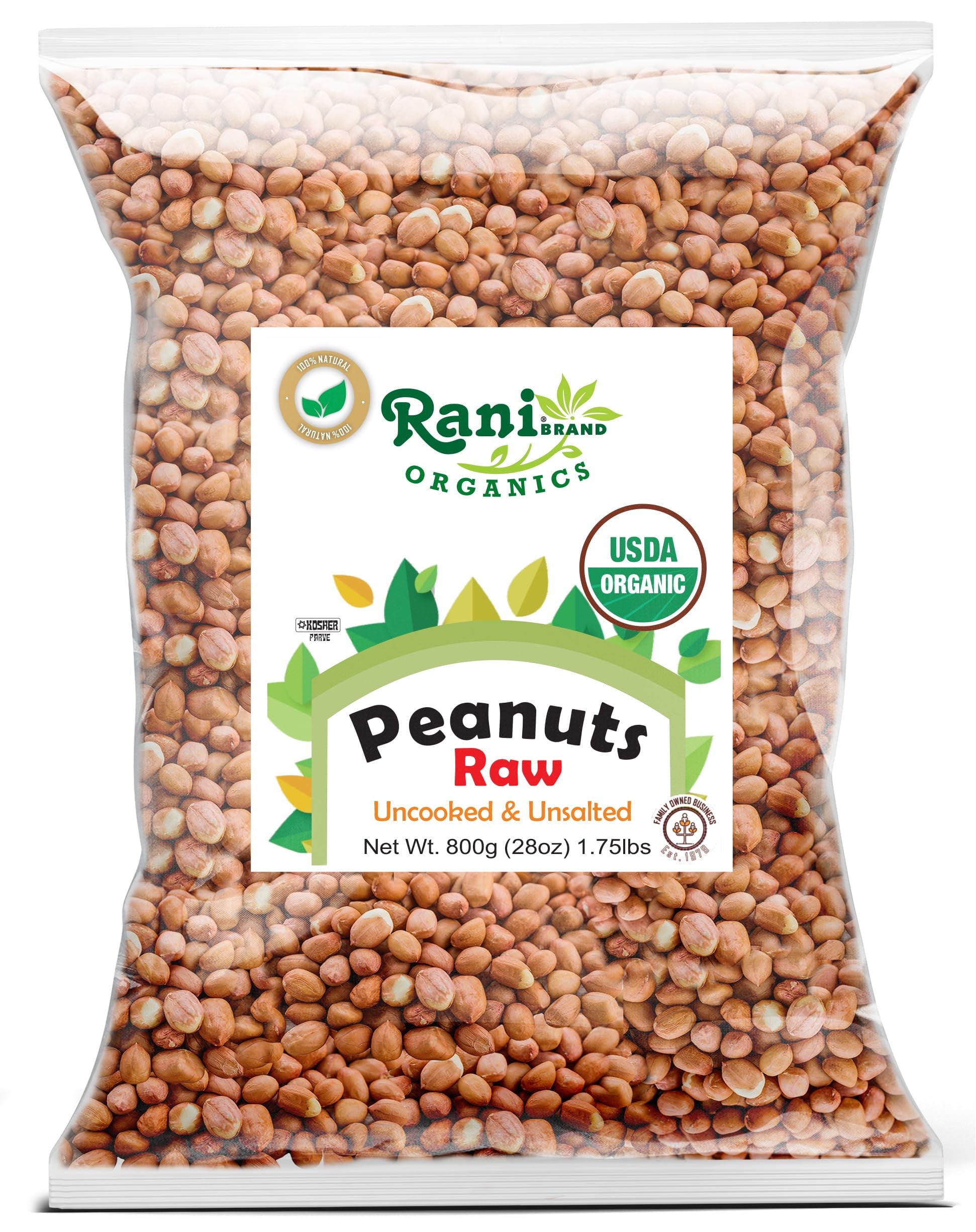 Rani Organic Peanuts, Raw Whole With Skin (uncooked, unsalted) 28oz ...
