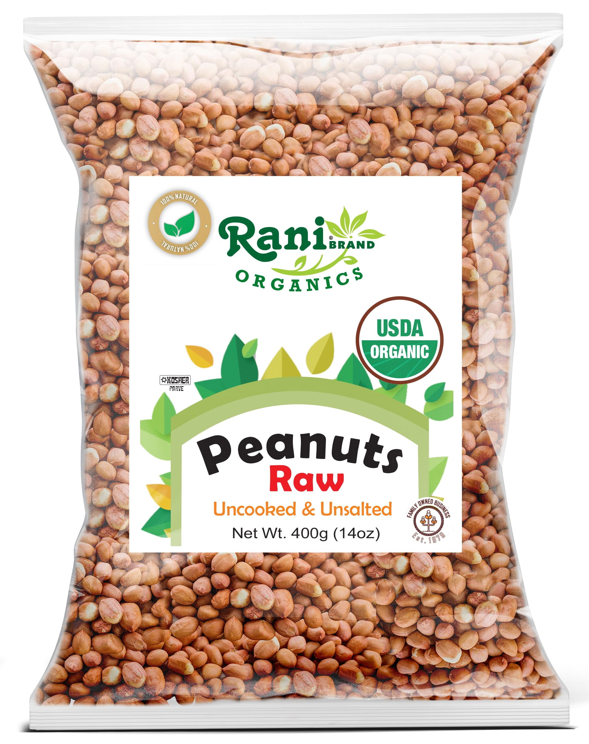 Rani Organic Peanuts, Raw Whole With Skin (uncooked, unsalted) 14oz ...