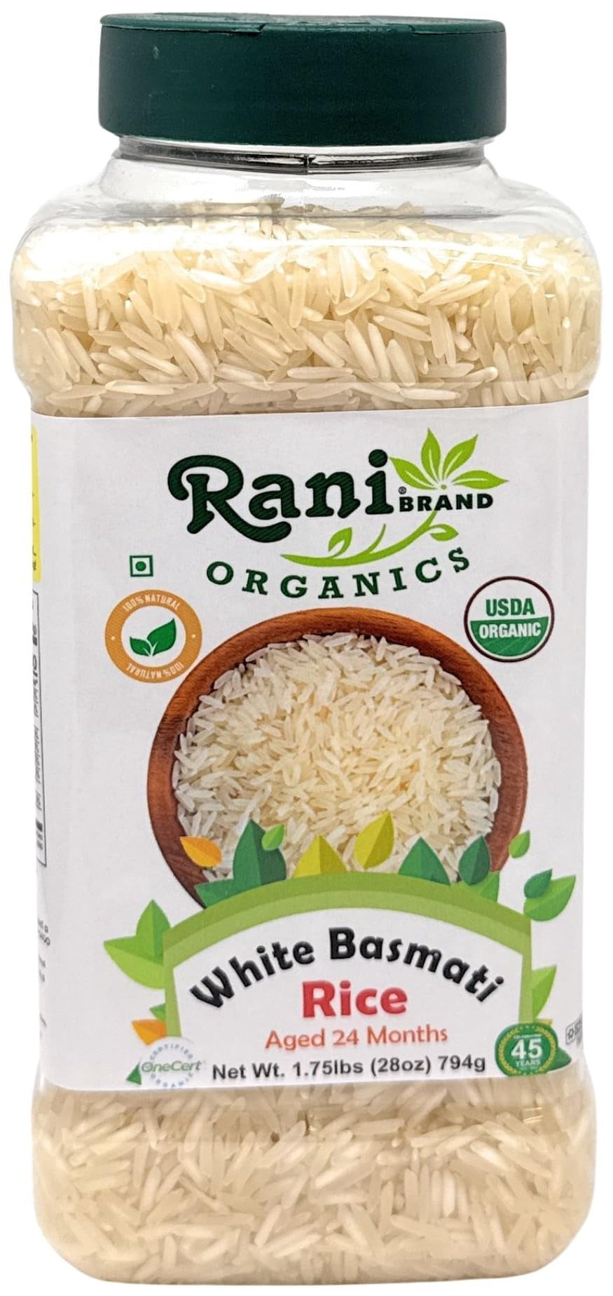 Rani Organic Platinum White Basmati Rice Extra Long Aged 28oz (1.75lbs ...