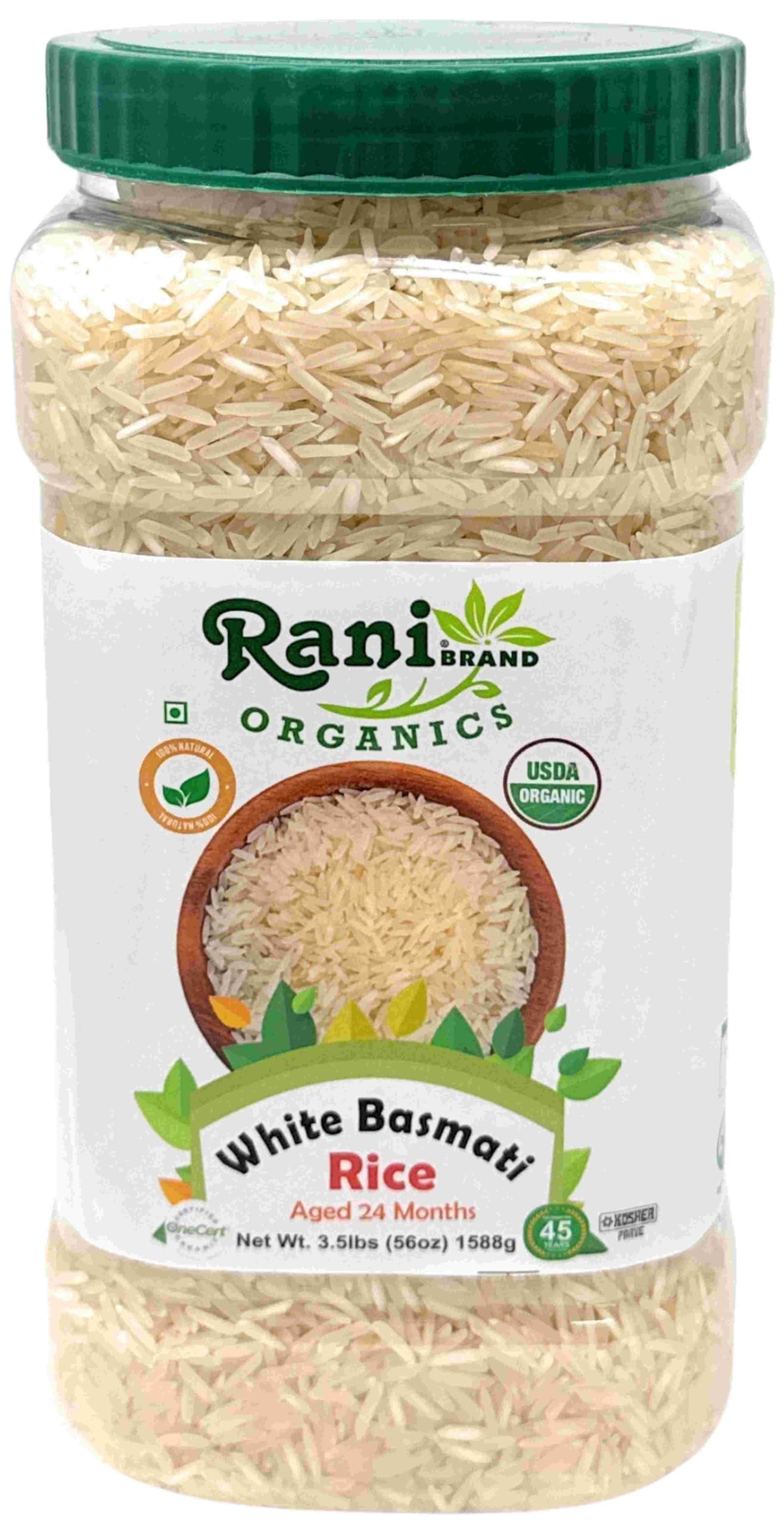 Rani Organic Platinum White Basmati Rice Extra Long Aged 56oz (3.5lbs ...