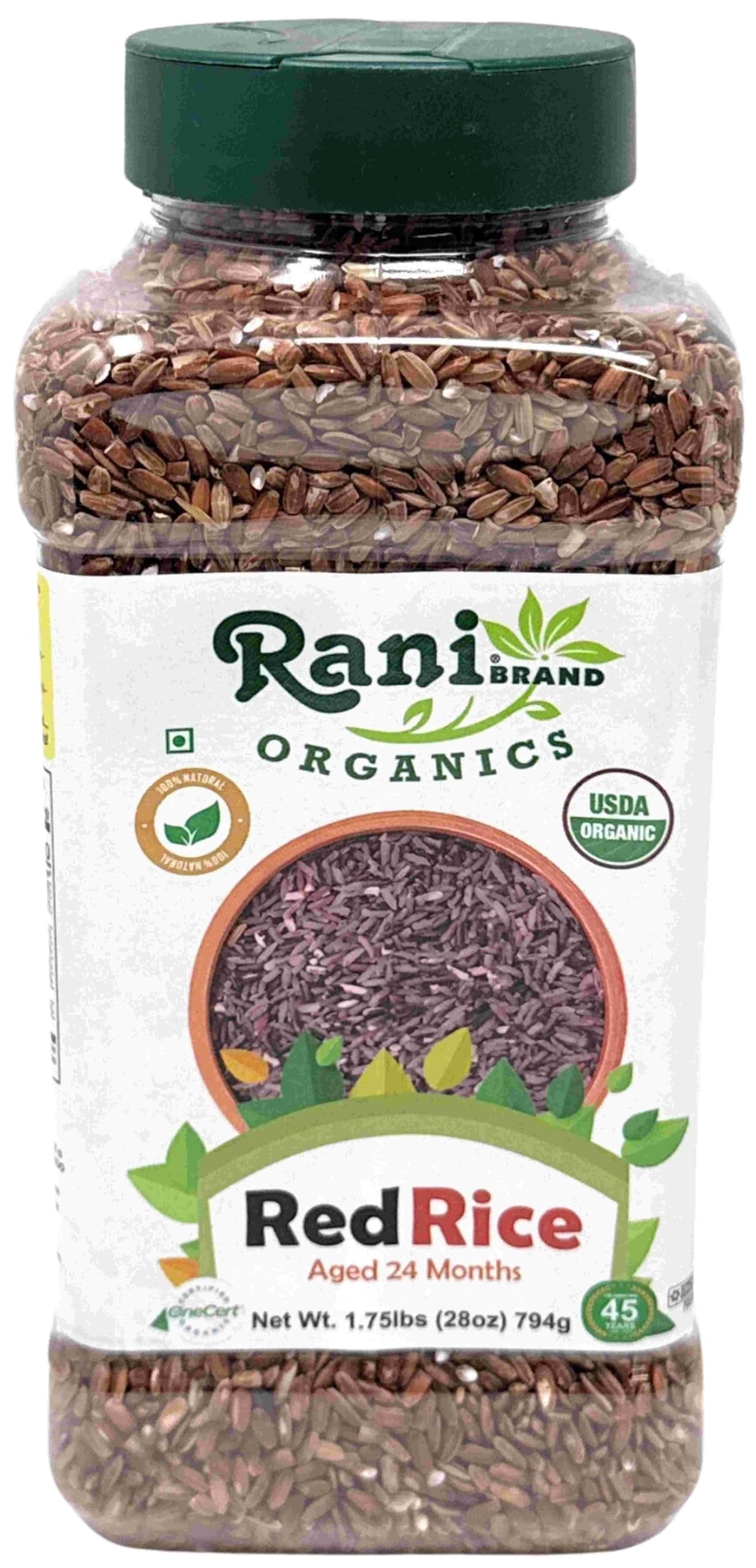 Rani Organic Red Rice Extra Long Aged 28oz (1.75lbs) 800g PET Jar ~ All ...