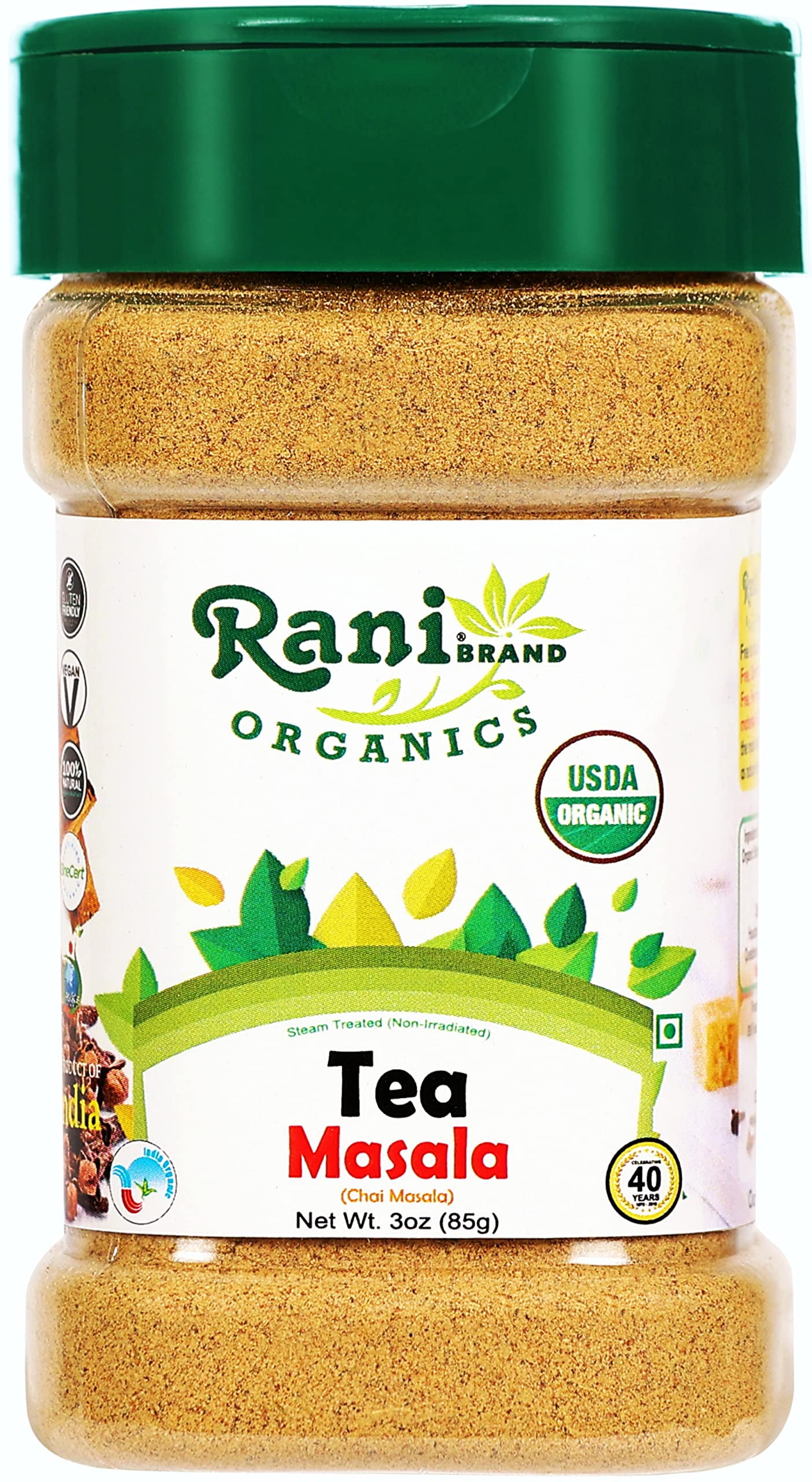 Rani Organic Tea (Chai) Masala Indian Spice Blend 3oz (85g) PET Jar ...