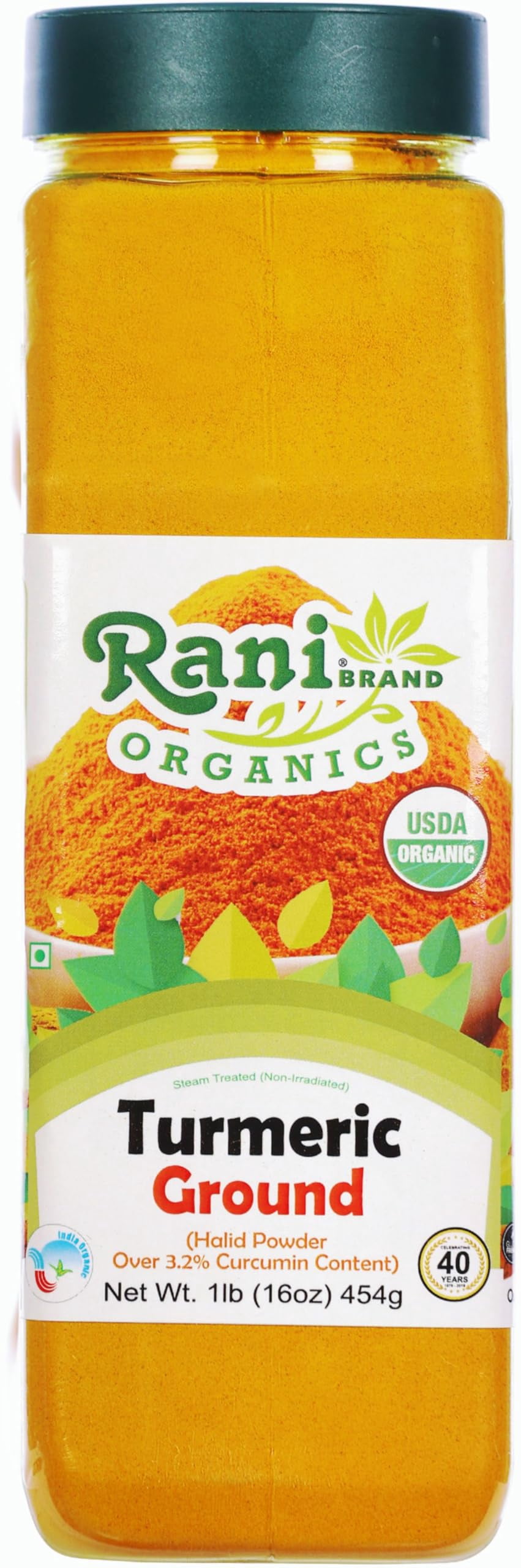 Rani Organic Turmeric Root Powder Spice, 16oz 454g Jar, High Curcumin ...