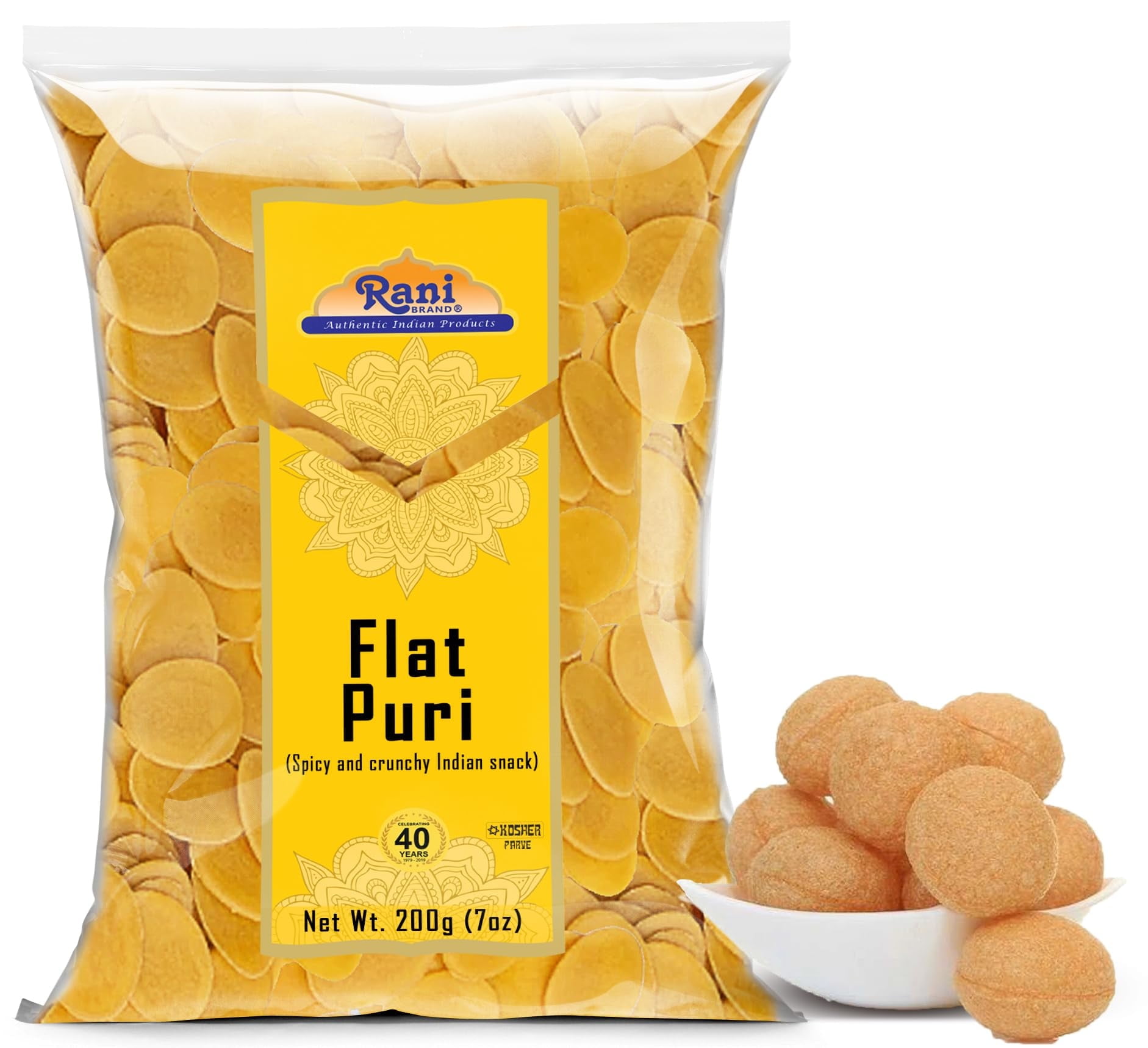 Rani Brand Pani Puri Coins 7oz 80-85 Uncooked Microwaveable Wheat ...