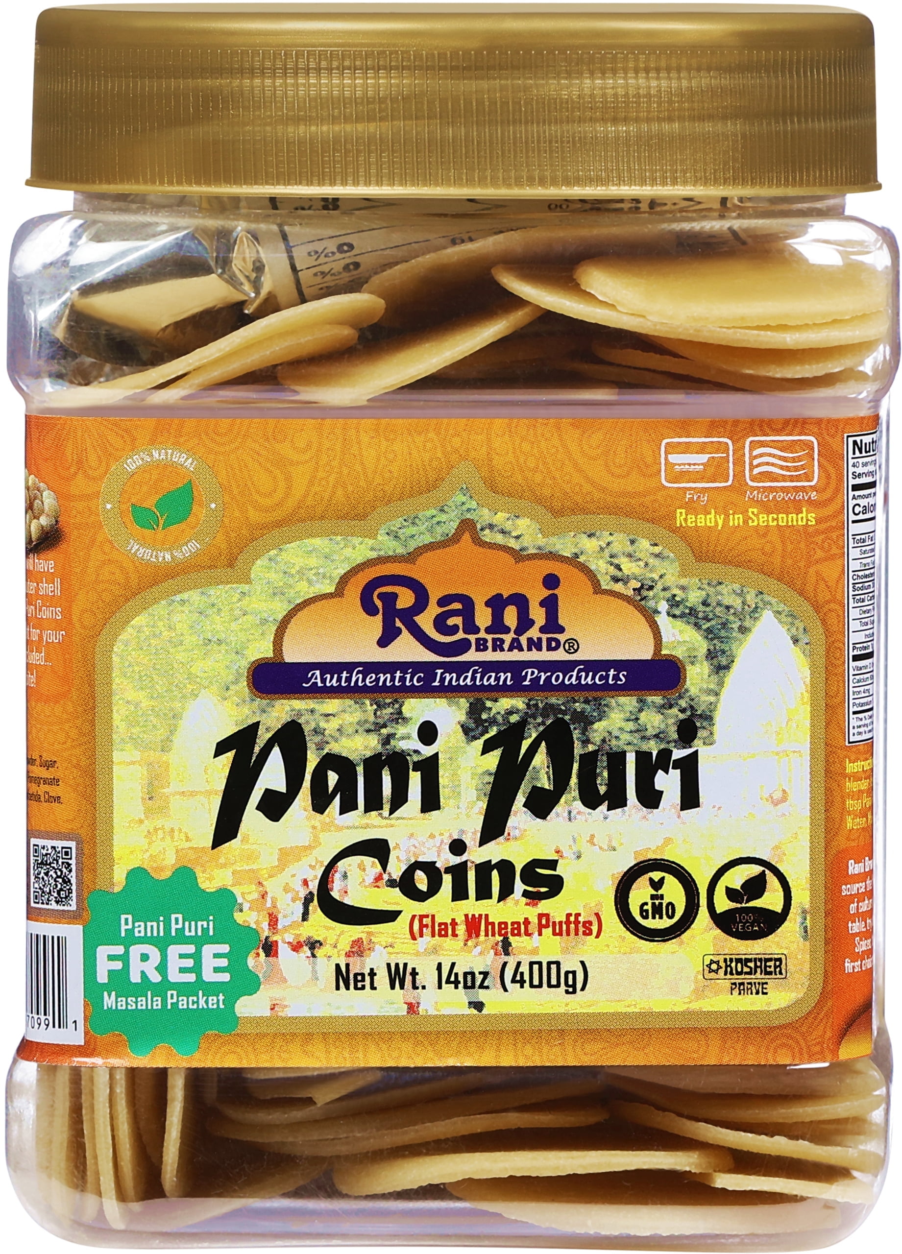 Rani Pani Puri Coins (Uncooked, Microwaveable Wheat Semolina Coins ...