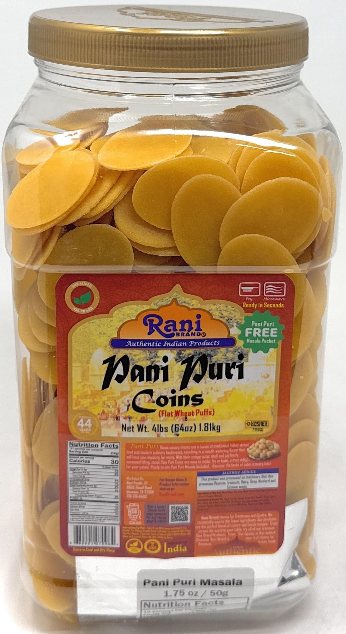 Rani Pani Puri Coins (Uncooked, Microwaveable Wheat Semolina Coins ...